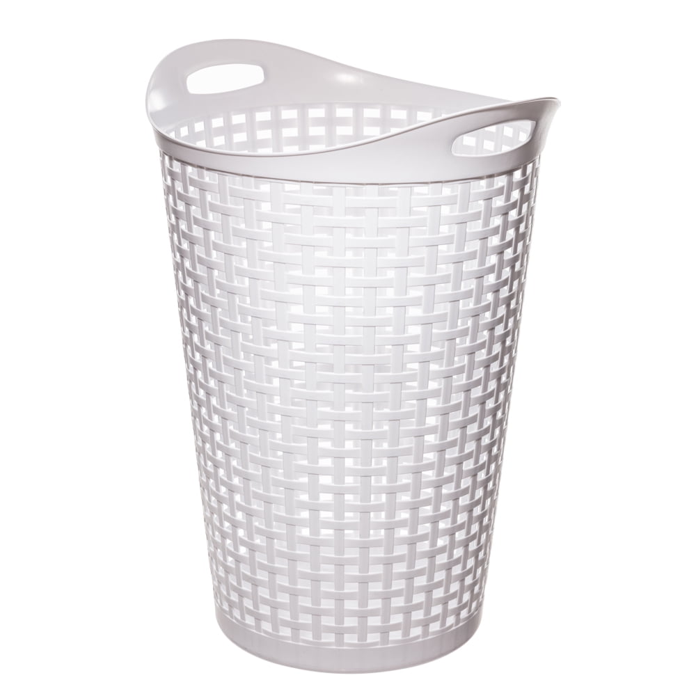 Mainstays Flexible Wicker Round Laundry Hamper, White Plastic - Walmart.com