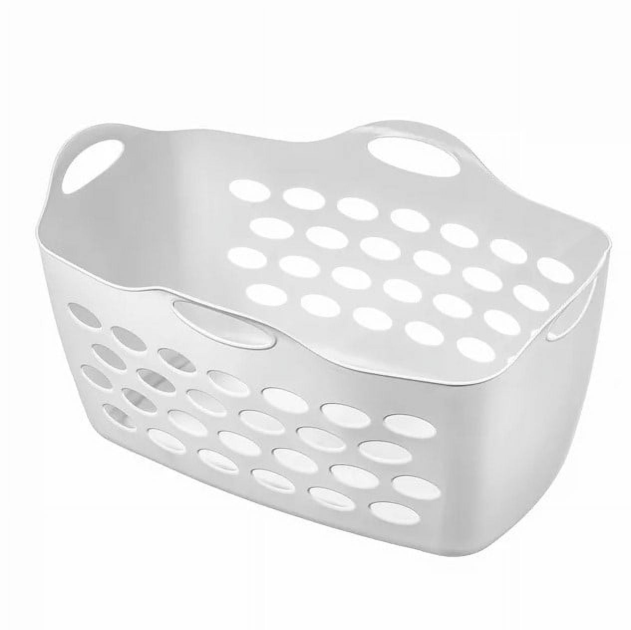 Mainstays Flexible Square Laundry Basket, White, 0.7 Bushels, 2 Handles ...