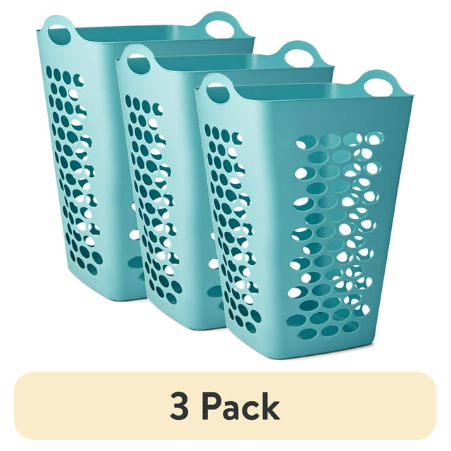 (3 pack) Mainstays Flexible Square Laundry Hamper, Teal - Walmart.com