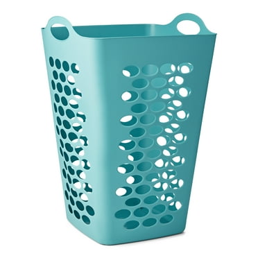 Mainstays Flexible Oval 2-Bushel Teal Laundry Hamper with Handles ...