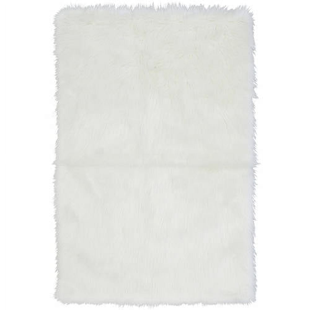 Mainstays Flokati White Fur Accent Rug 30x46 in Skid-Resistant for Dorm ...