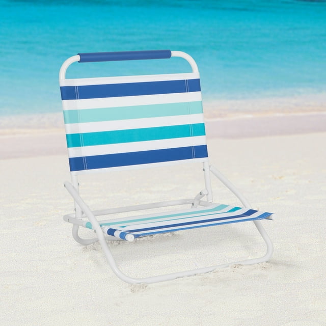 Mainstays Folding Beach Sand Chair, Blue & Teal Stripe - Walmart.com
