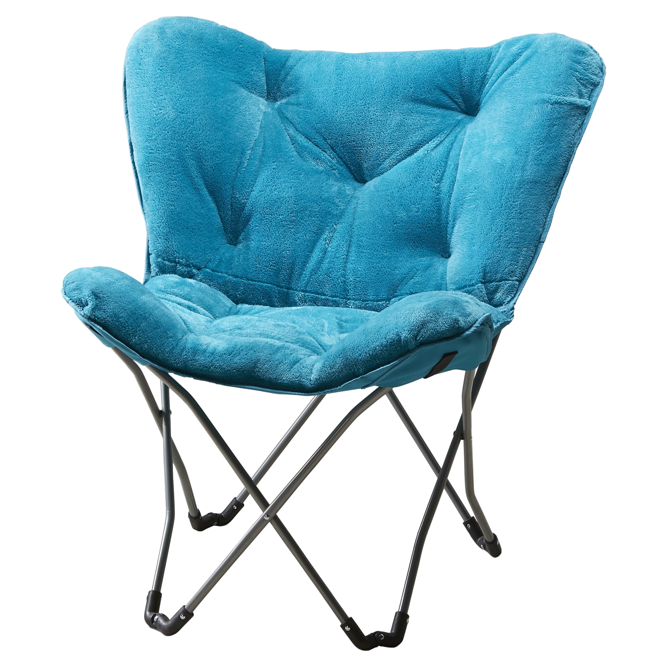 Mainstays Folding Butterfly Chair Blue Faux Fur Portable Collapsible ...