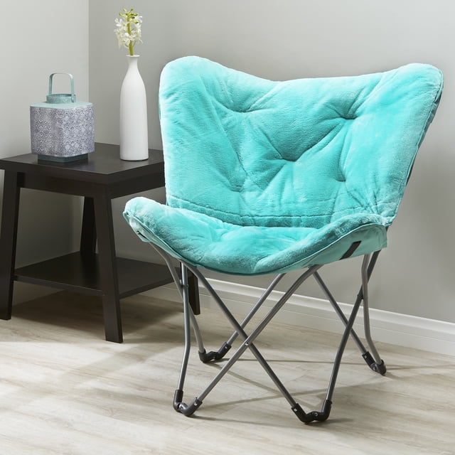 Mainstays Folding Faux Fur Butterfly Chair, Spearmint - Walmart.com