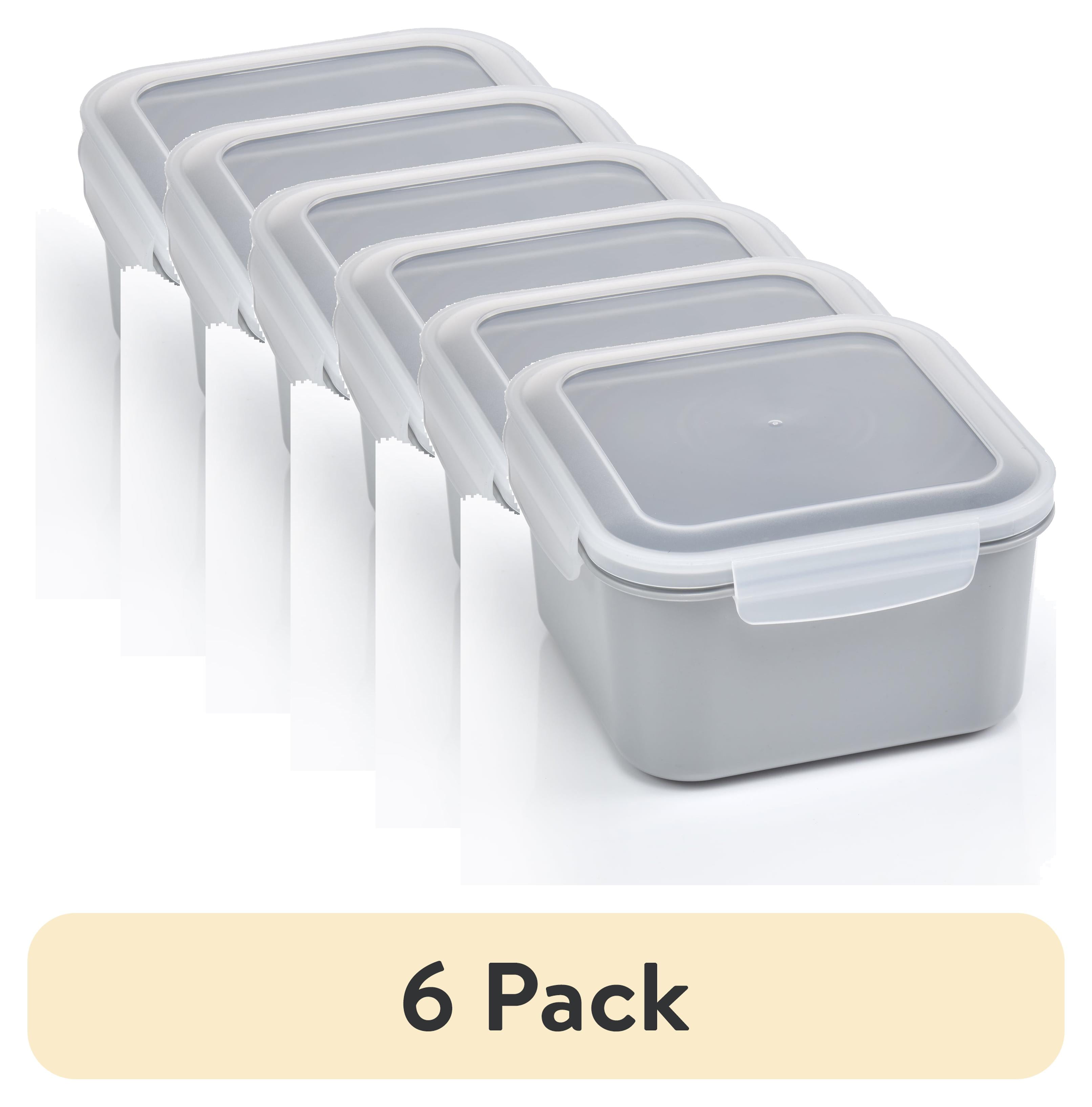 (6 pack) Mainstays Food Storage Container, Square Gray 42oz Capacity ...