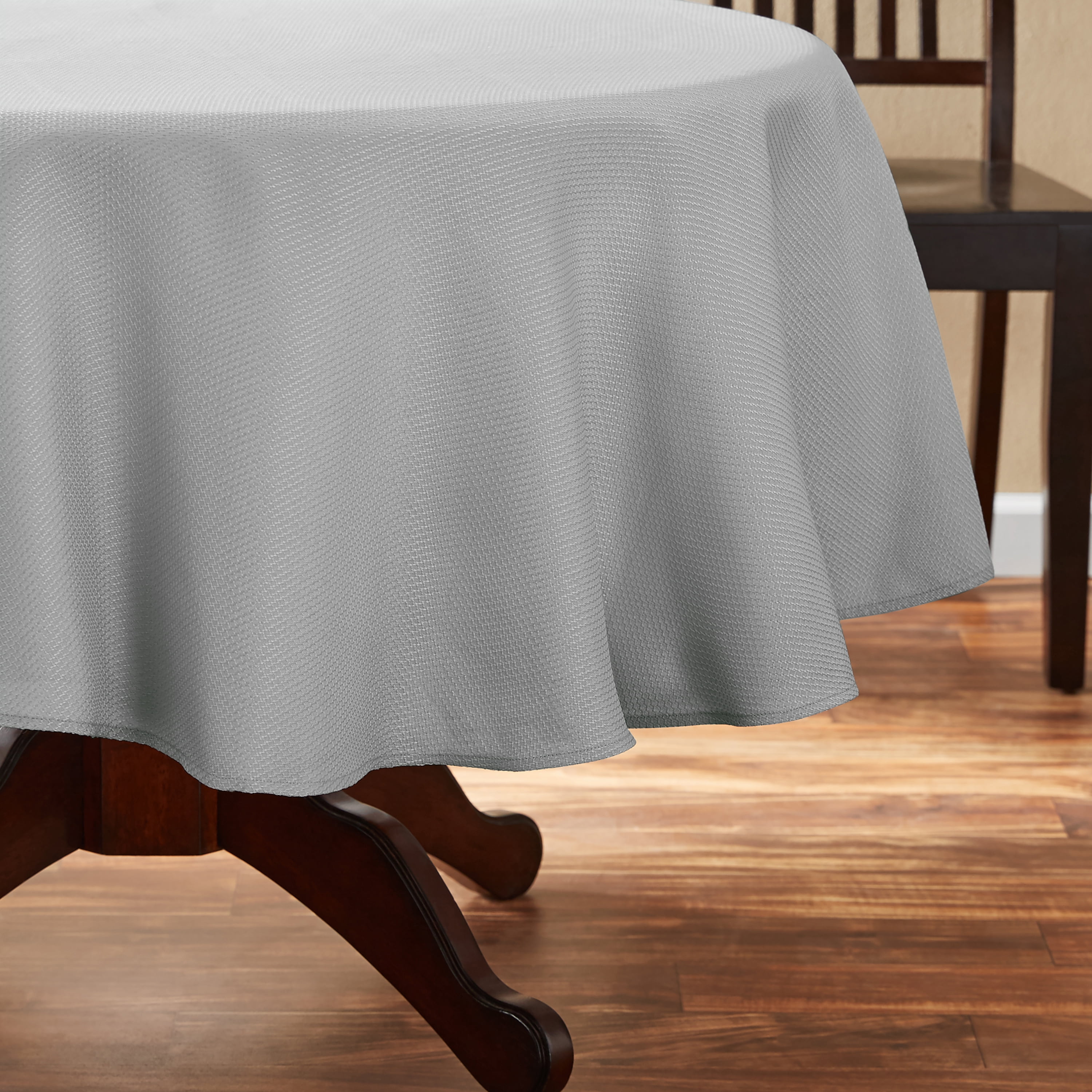 Mainstays Fraser Fabric Tablecloth, 70" Round, Soft Silver, Available ...