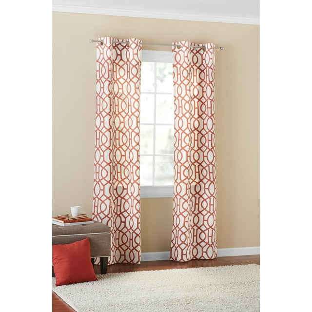 Mainstays Fretwork Window Curtain Panel Pair, 60" x 84", Clay - Walmart.com