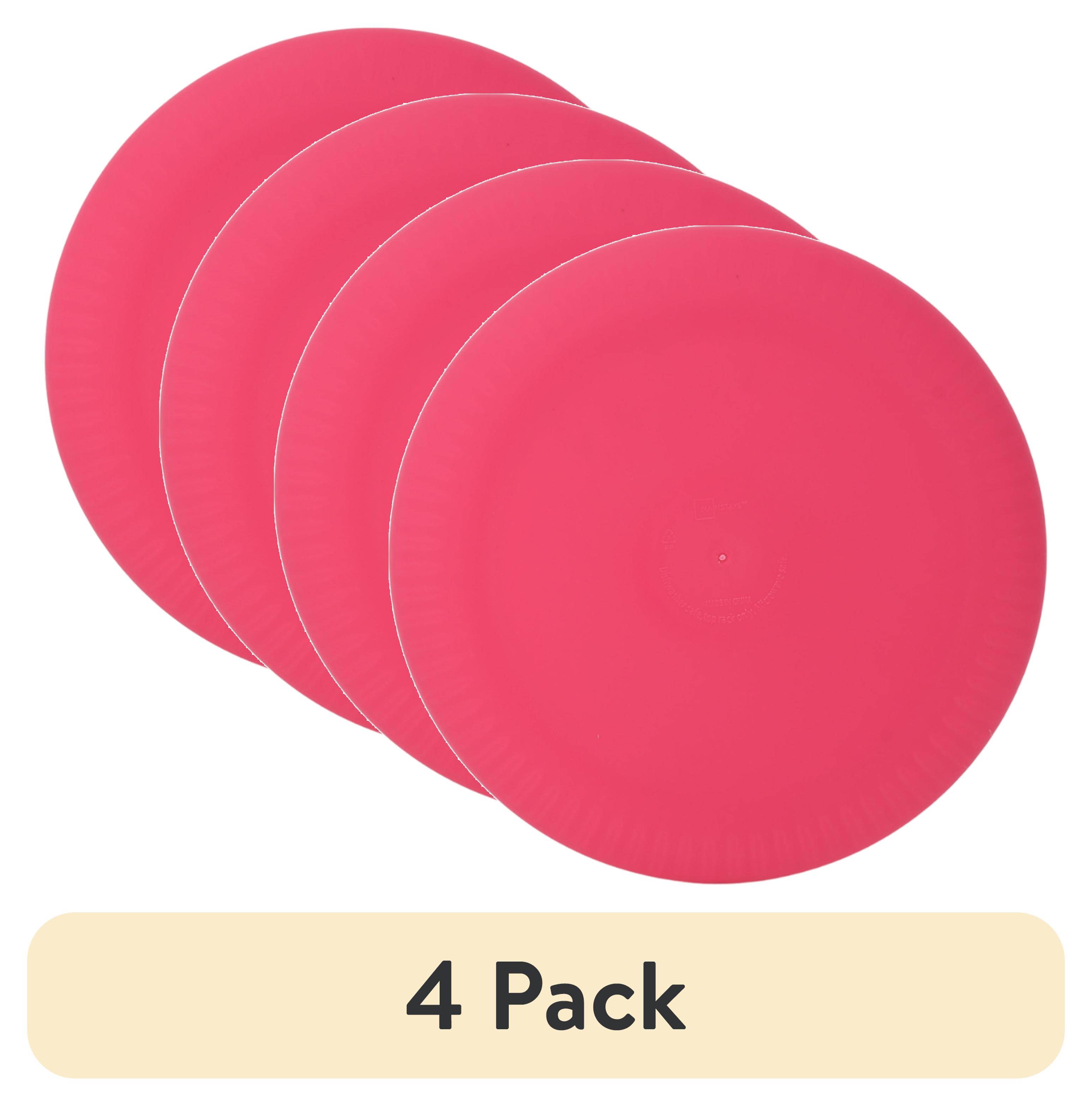 (4 pack) Mainstays - Fuchsia Pink Round Plastic Plate, Ribbed, 10.5 ...