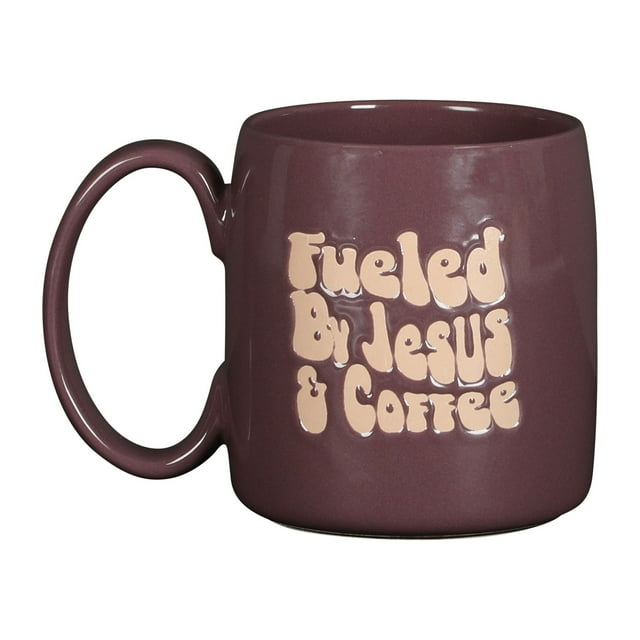 Mainstays Fueled by Jesus and Coffee Purple 20.5oz Stoneware Mug ...