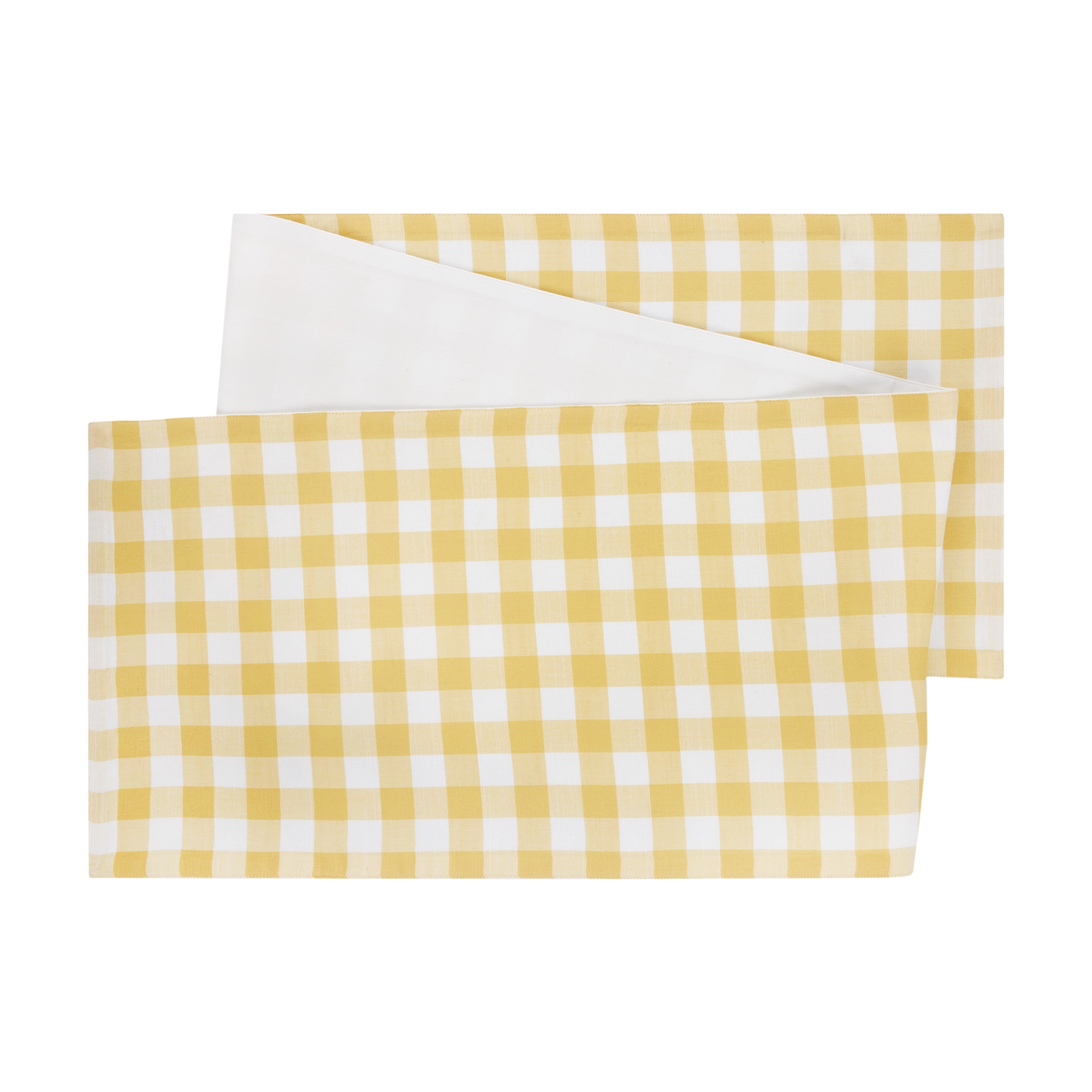 Mainstays Gingham Table Runner Yellow 14 x 72 Cotton Farmhouse Plaid ...