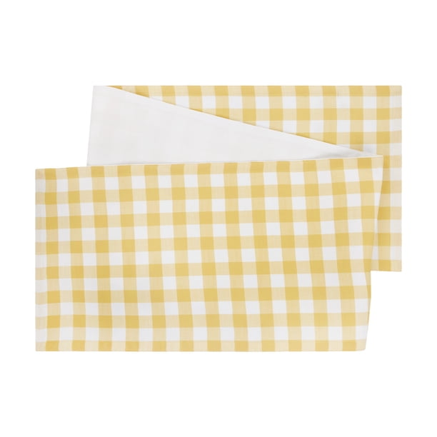 Mainstays GINGHAM Table Runner - Yellow - 14" x 72" - Walmart Business ...