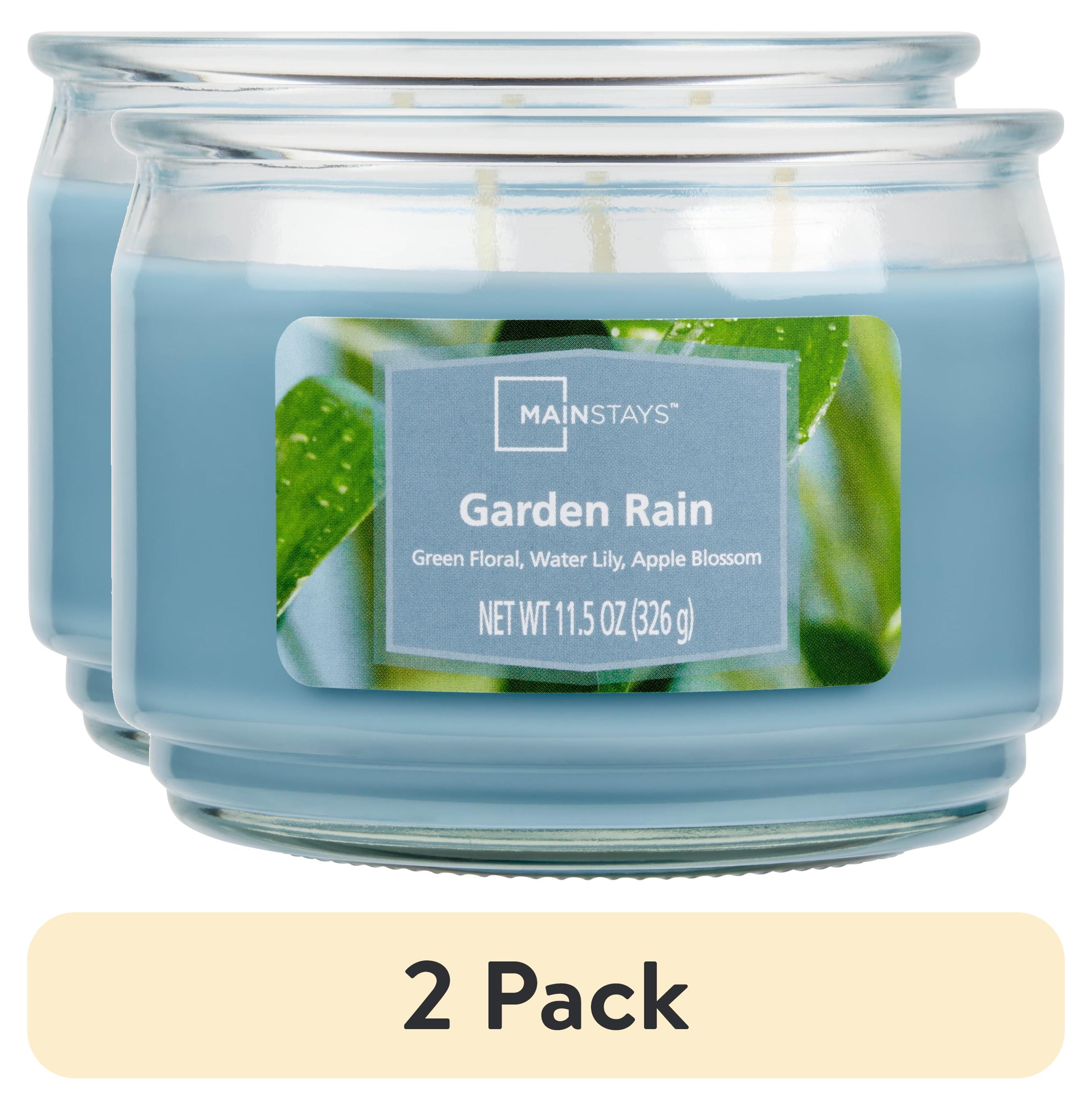 (2 pack) Mainstays Garden Rain Scented 3-Wick Glass Jar Candle, 11.5 oz ...