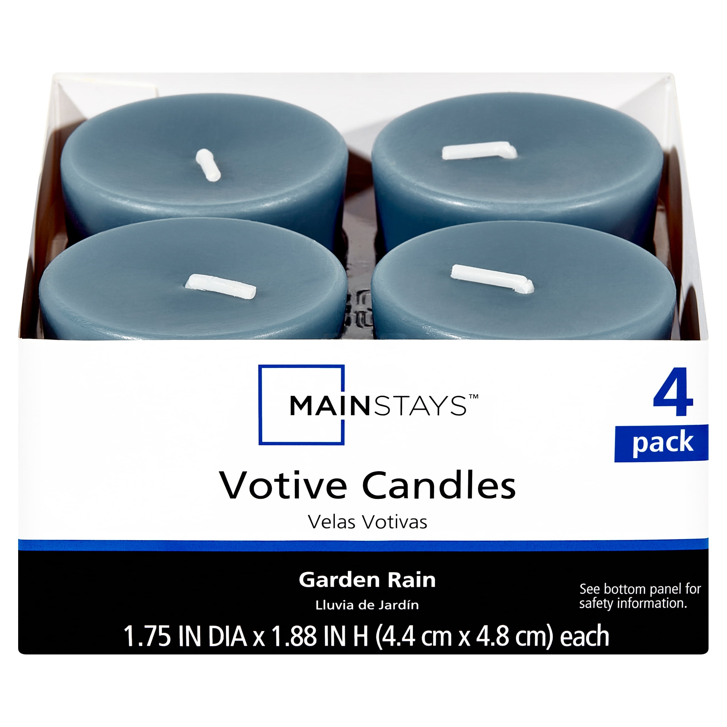 Mainstays Garden Rain Scented Votive Candles, Blue, 4 Count, Home Decor ...