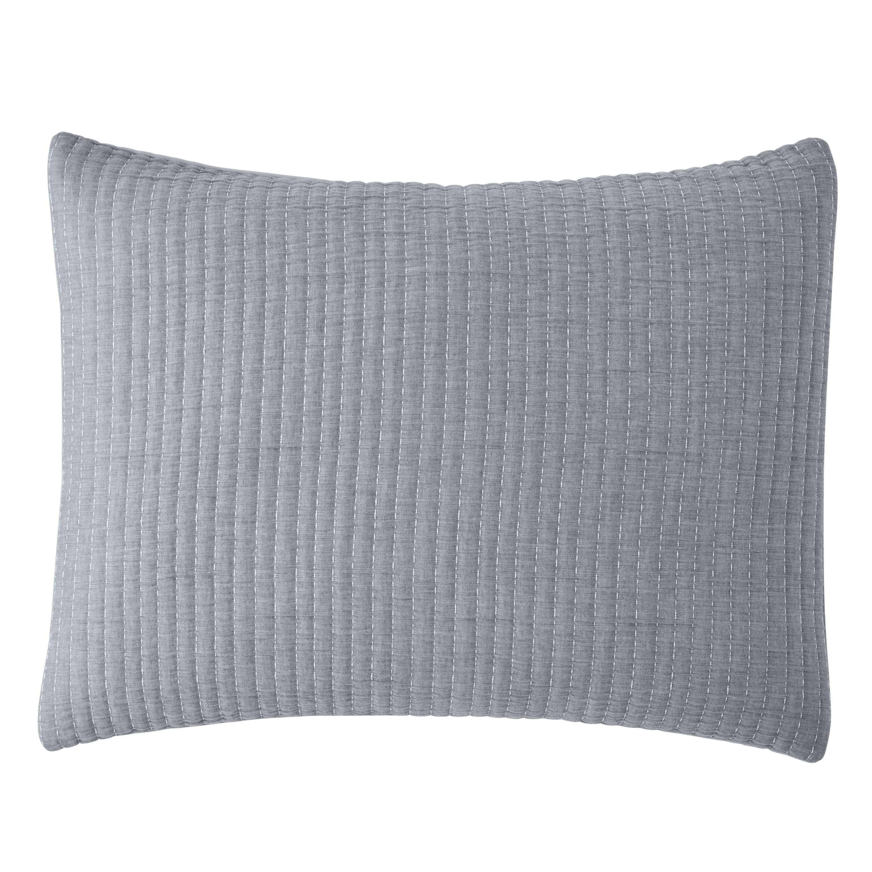 Mainstays 100% Cotton Matelassé Pillow Sham Bedding, King, 1 pack, Grey ...