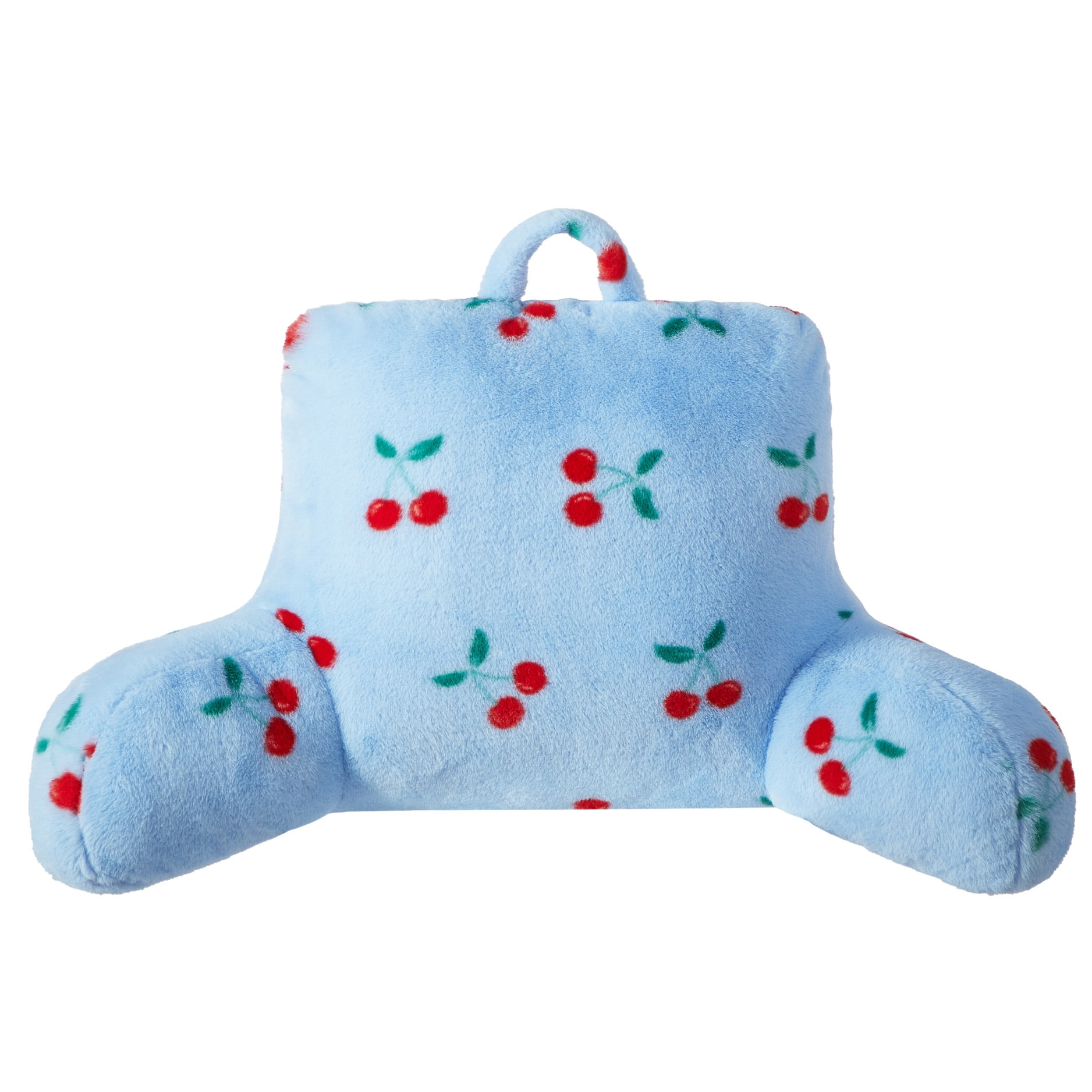 Mainstays Blue Cherry Faux Fur Backrest Pillow, 32.5" L x 10" W x 18" H ...