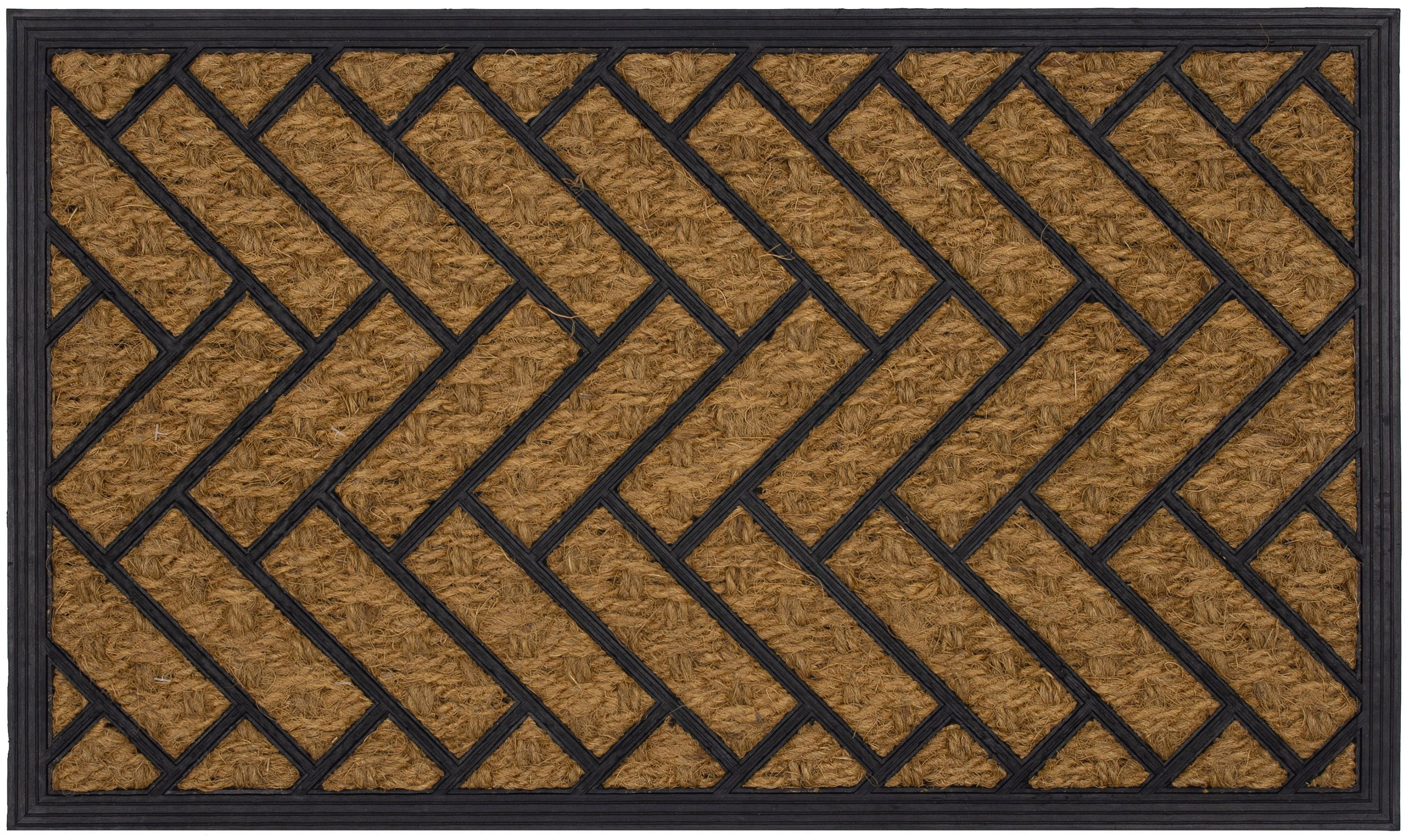 Mainstays Geometric Rubber Coir Doormat Brown/Black 17.5x29.5 Front ...