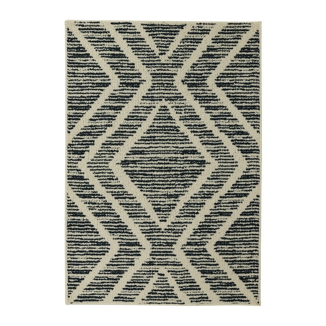 Mainstays Geometric Polyester Indoor Scatter Rug, Blue and White, 30” x ...