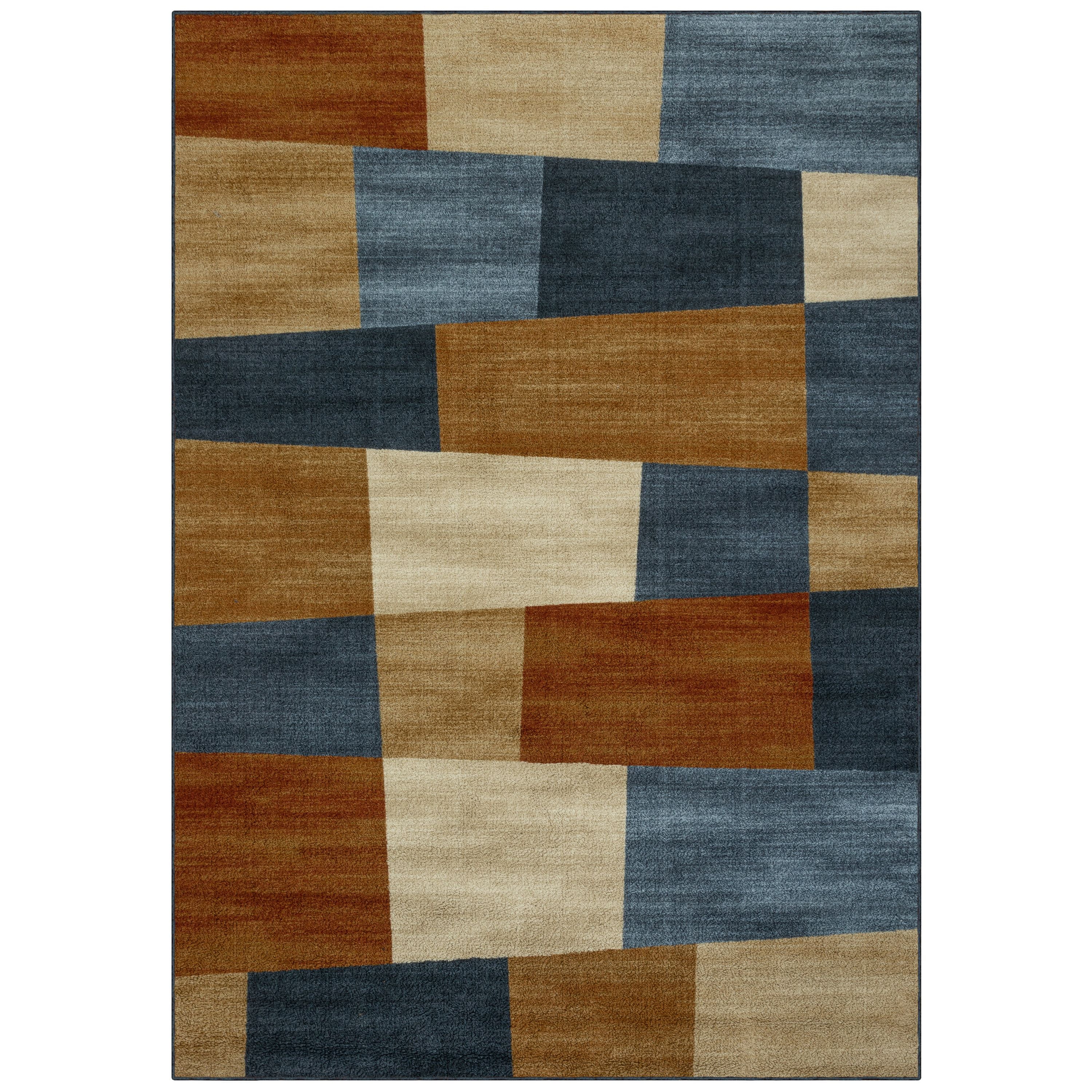 Mainstays Geometric Warm Blocks Multicolor Indoor Area Rug, 7' x 10 ...