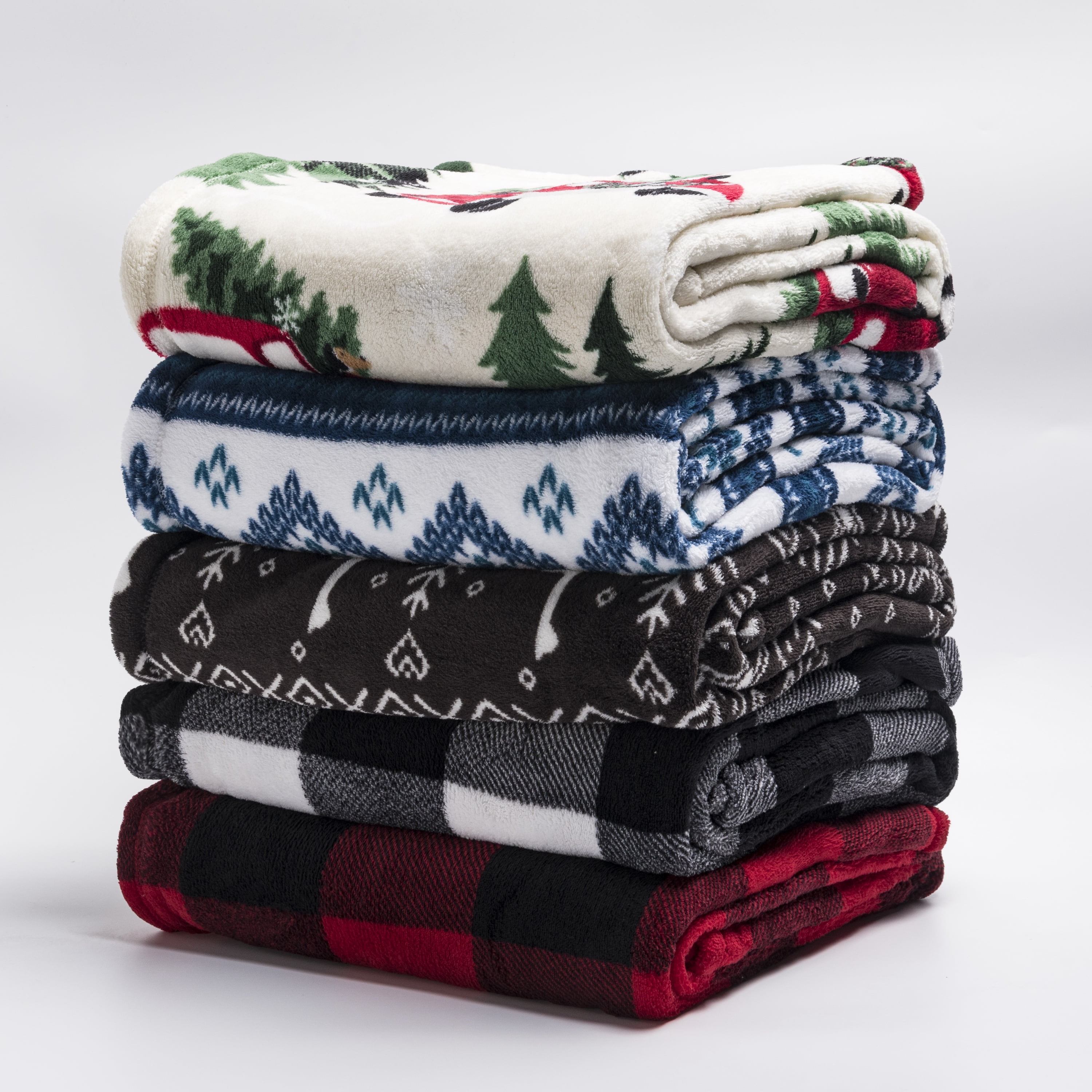 Mainstays Giant Oversized Plush Throw Blanket, 60" x 72", Blue Fairisle ...