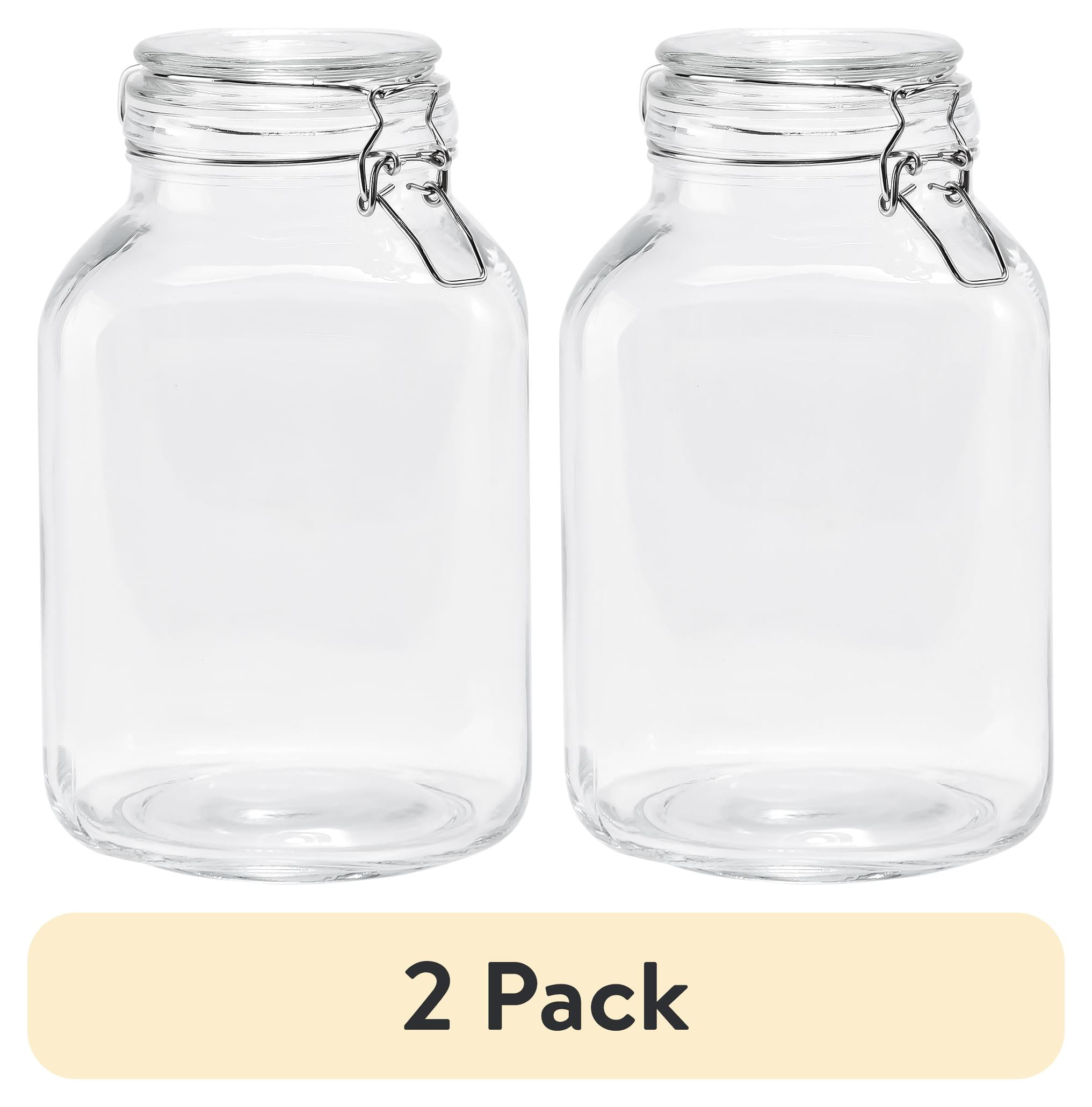 (2 pack) Mainstays Glass 106 oz Lock Lid Storage Jar Canister - Walmart.com