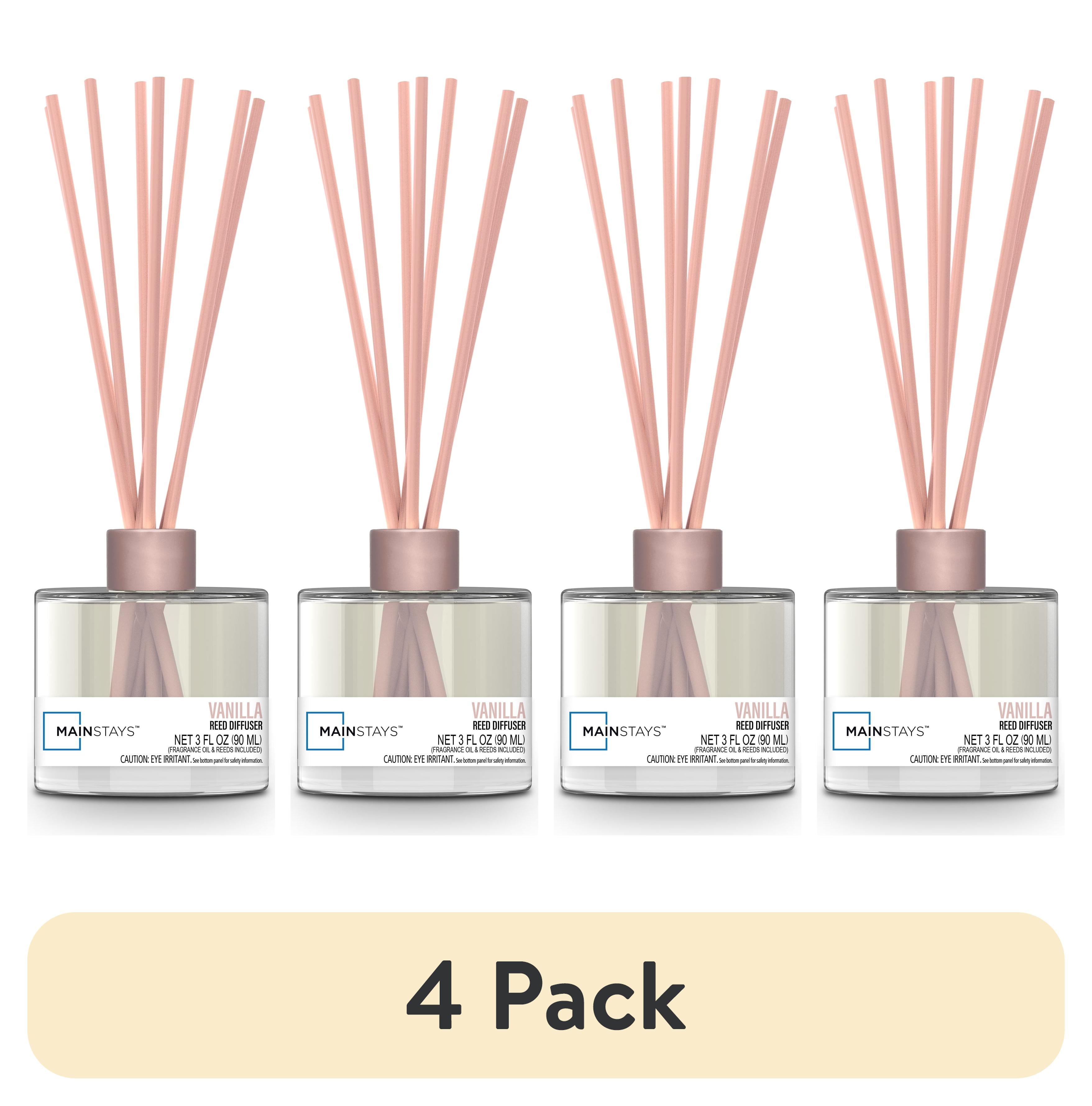 (4 pack) Mainstays Glass Diffuser with Reeds, Vanilla, 3.0 fl oz ...