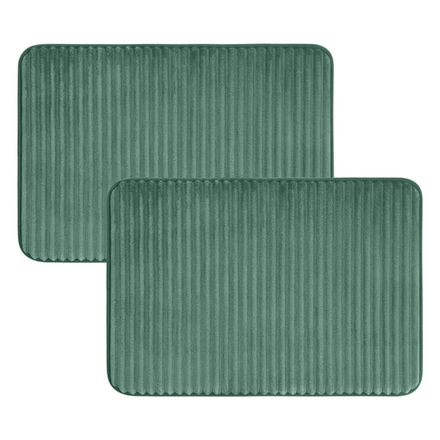 Mainstays Green 2-Piece Performance Foam Bath Rug Set 20x32 Soft ...