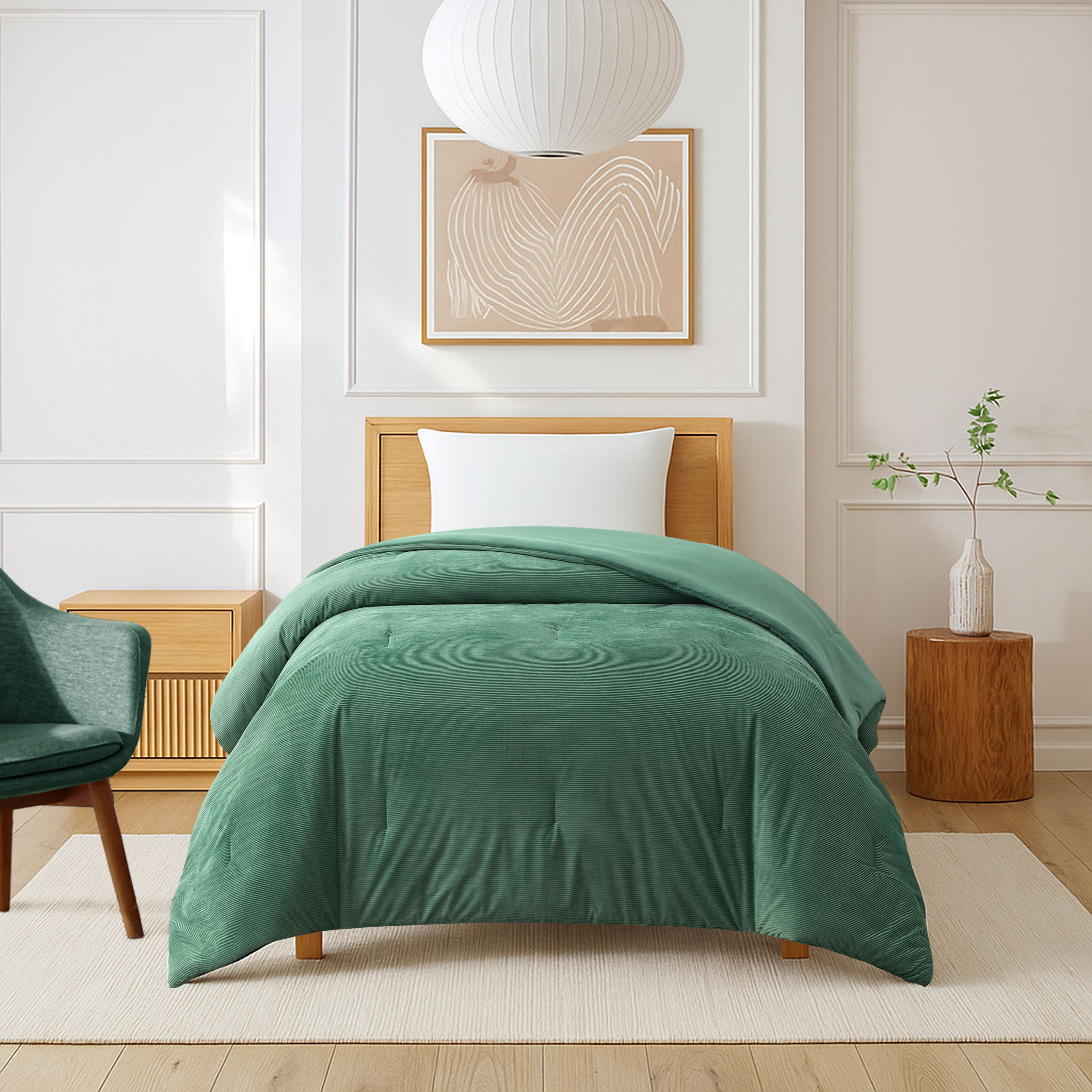 Mainstays Green Corduroy Comforter for Adults and Teens, Twin XL ...