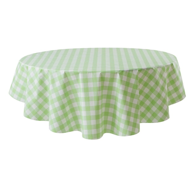 Mainstays Green Plaid PEVA Tablecloth, Spring & Summer, 70" Round, for ...