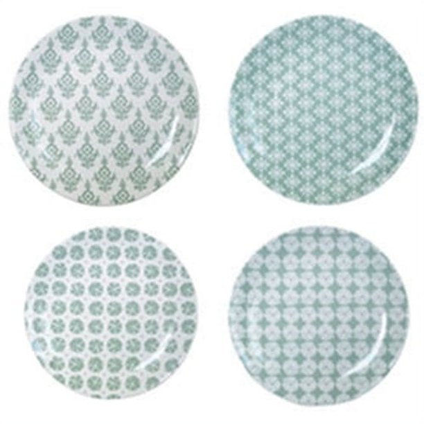 Mainstays Green Print Stoneware Dinnerware Set, 12 Piece - Walmart ...