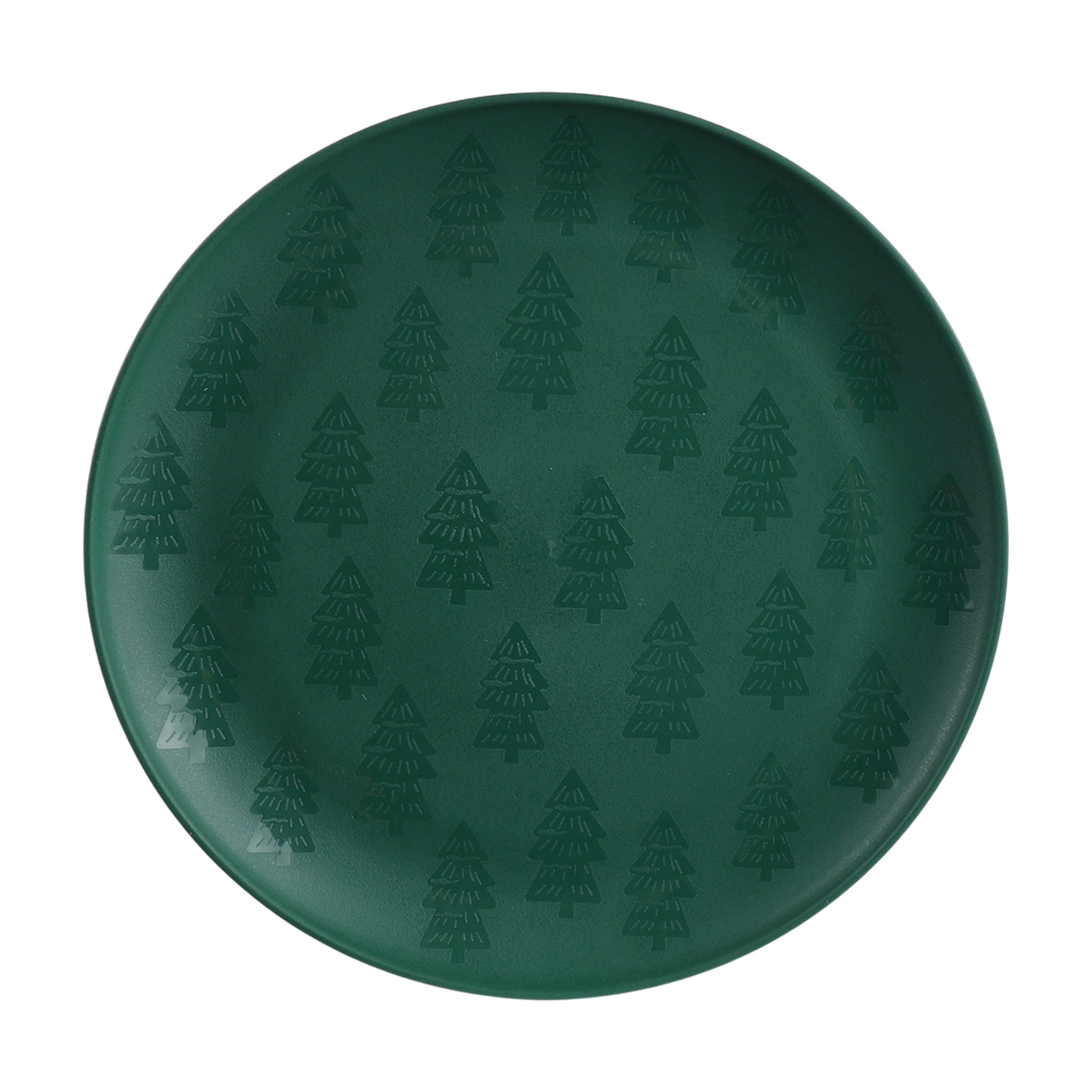 Brandclub - Mainstays 10.5 inch Round Plastic Etched Tree Plate, Green