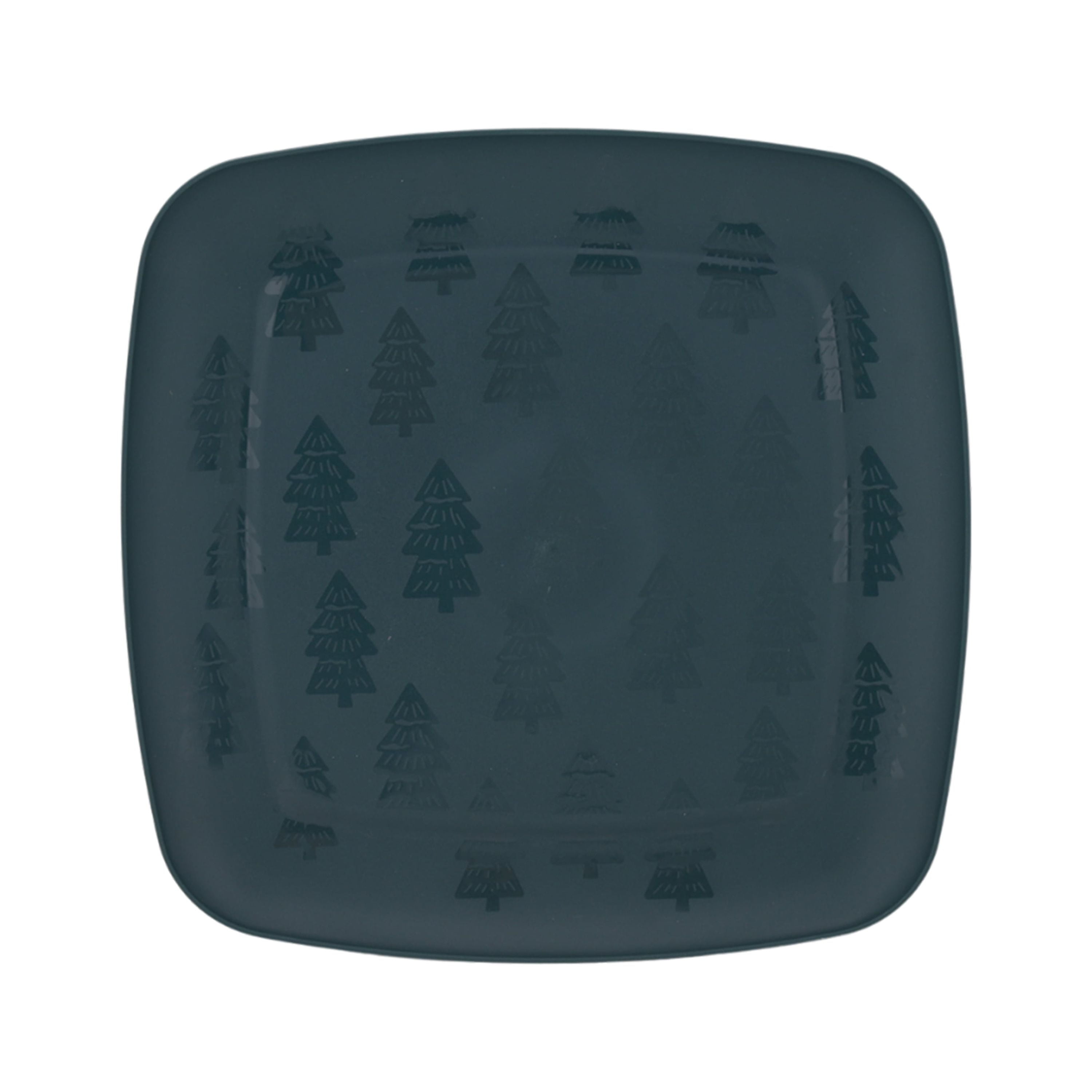 Brandclub - Mainstays - Green Square Plastic Plate, Etched, 10-inch