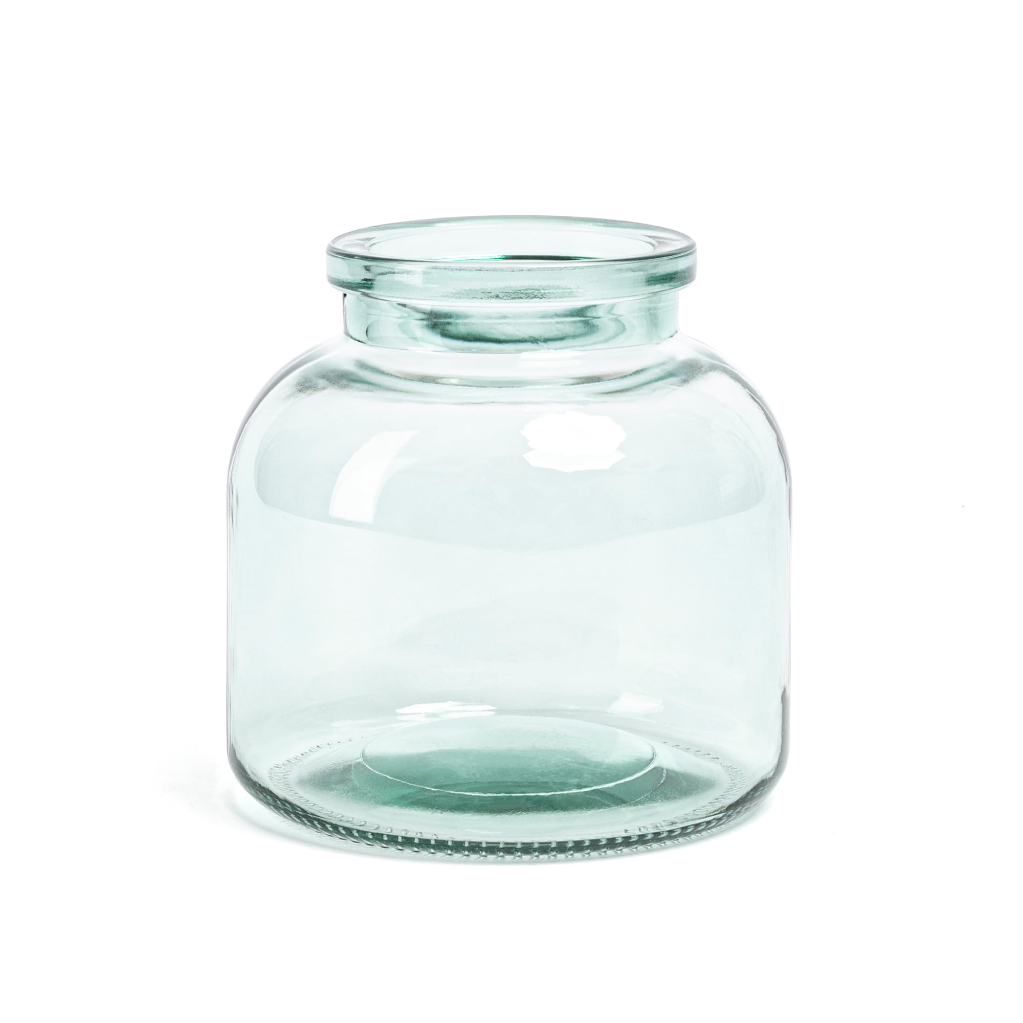 Mainstays Wide Jug Glass Vase, 5 Inch, Green, Wide Opening, Round Shape ...