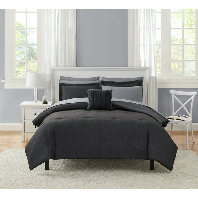 Free Shipping Mainstays Grey 10 Piece Bed In A Bag Comforter Set With