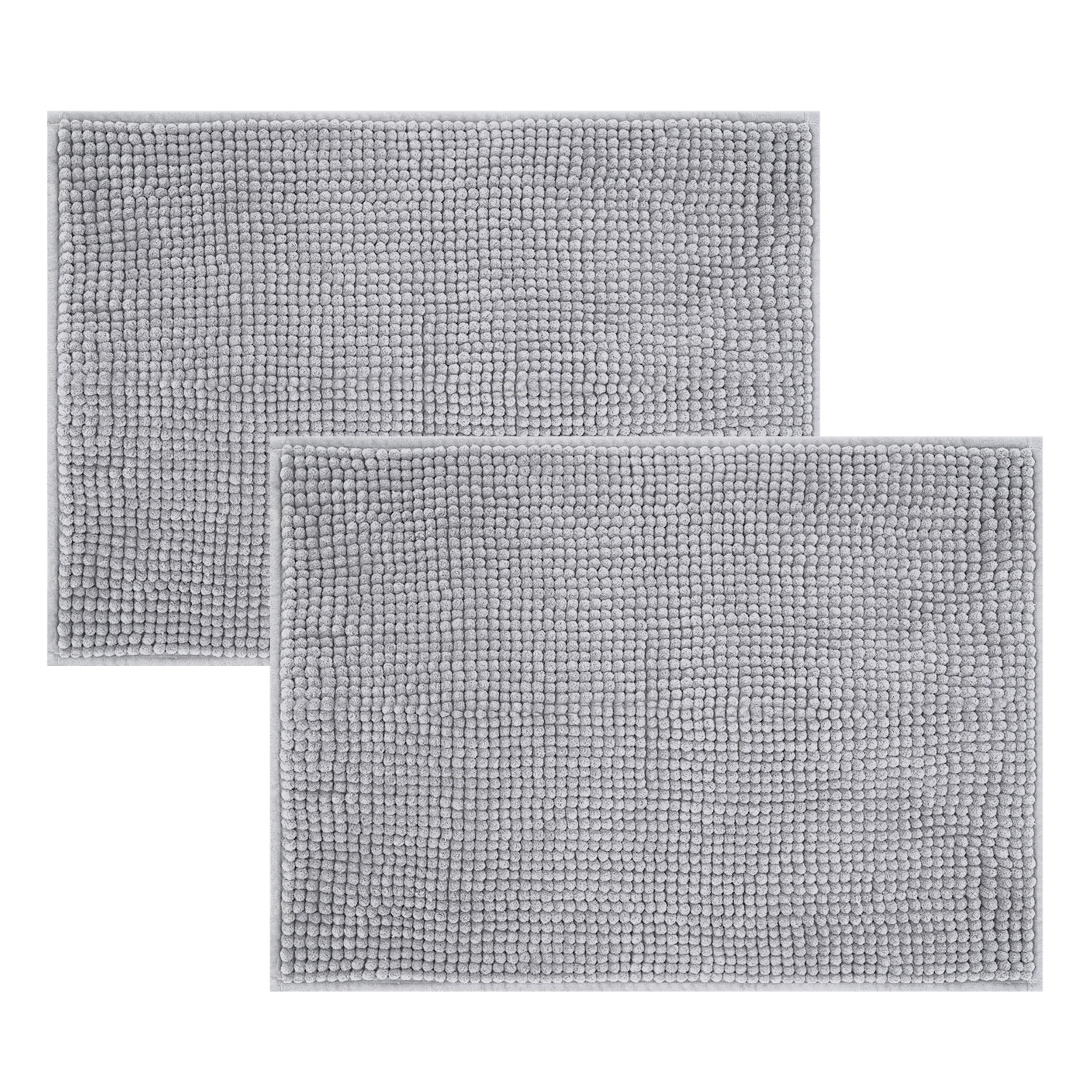 Mainstays Grey 2-Piece Chenille Noodle 17"x 24" Bath Rug Set - Walmart.com