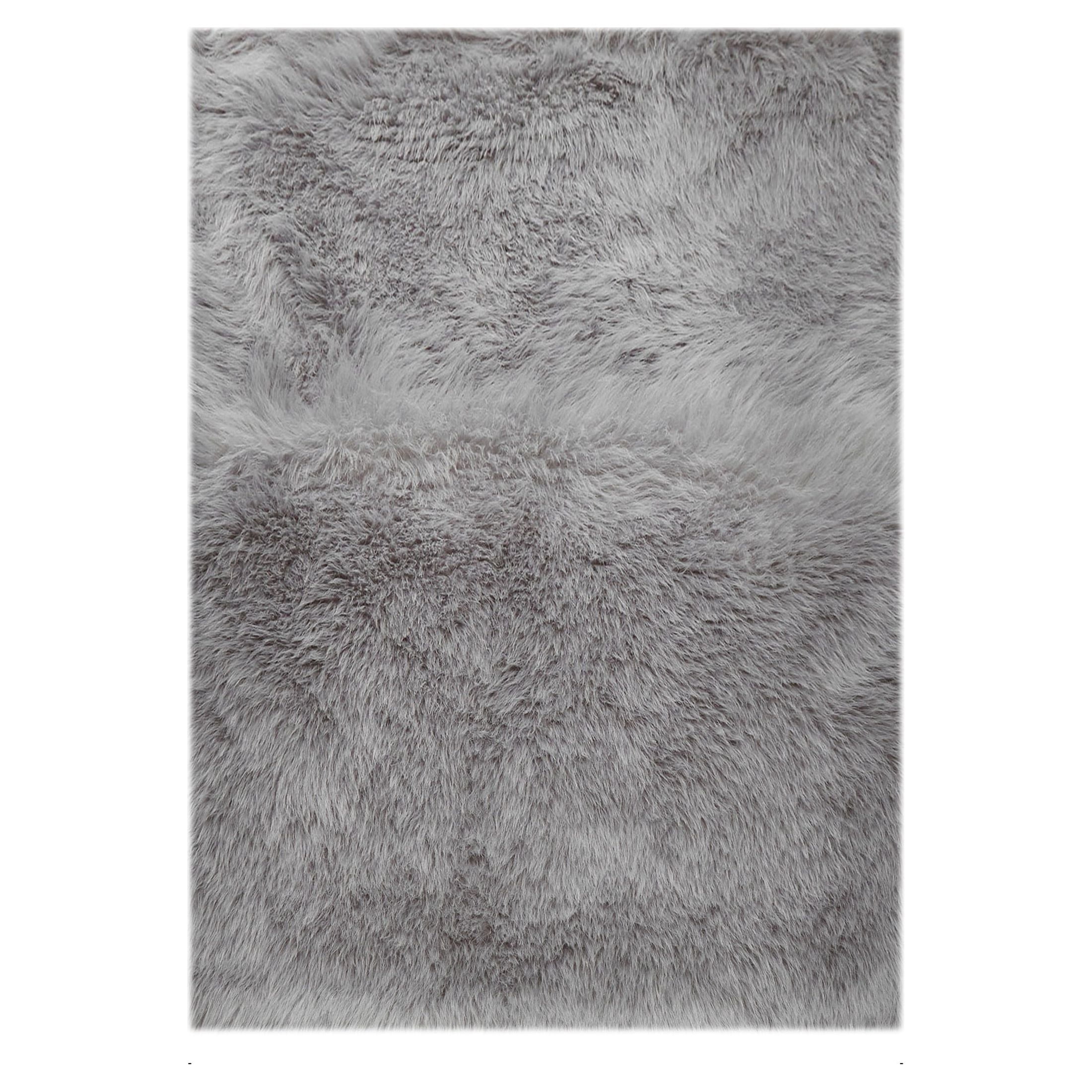 Mainstays Grey Faux Fur Non-Skid Fluffy Floor Rug for living room , 30 ...