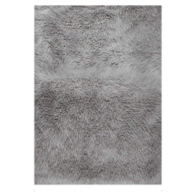 Mainstays Grey Faux Fur Non-Skid Fluffy Floor Rug for living room , 30 ...