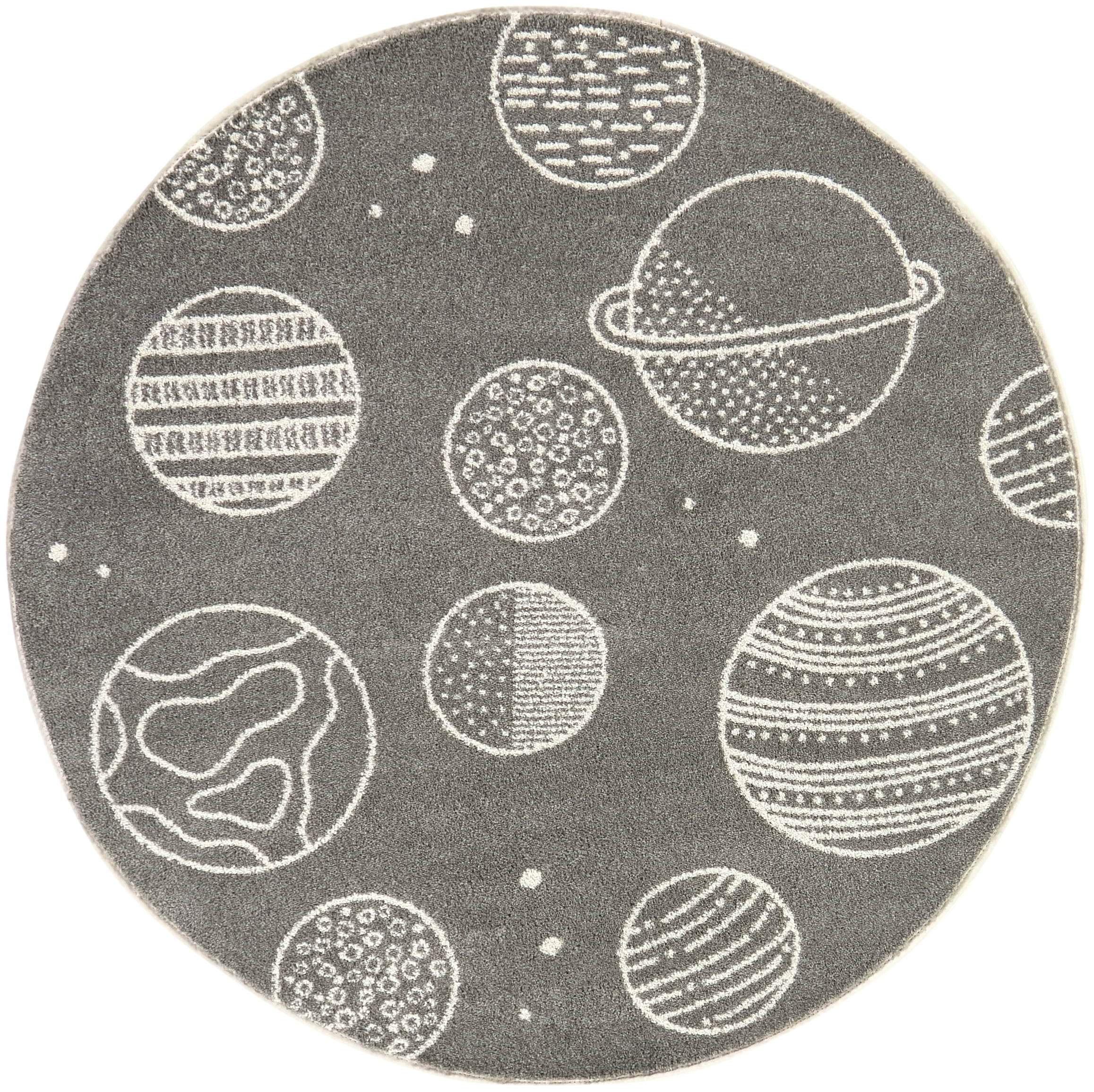 Mainstays Grey Space Round Indoor Rug 47in Stain-Resistant Non-Shedding ...