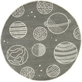 Mainstays Grey Space Round Indoor Rug 47in Stain-Resistant Non-Shedding ...