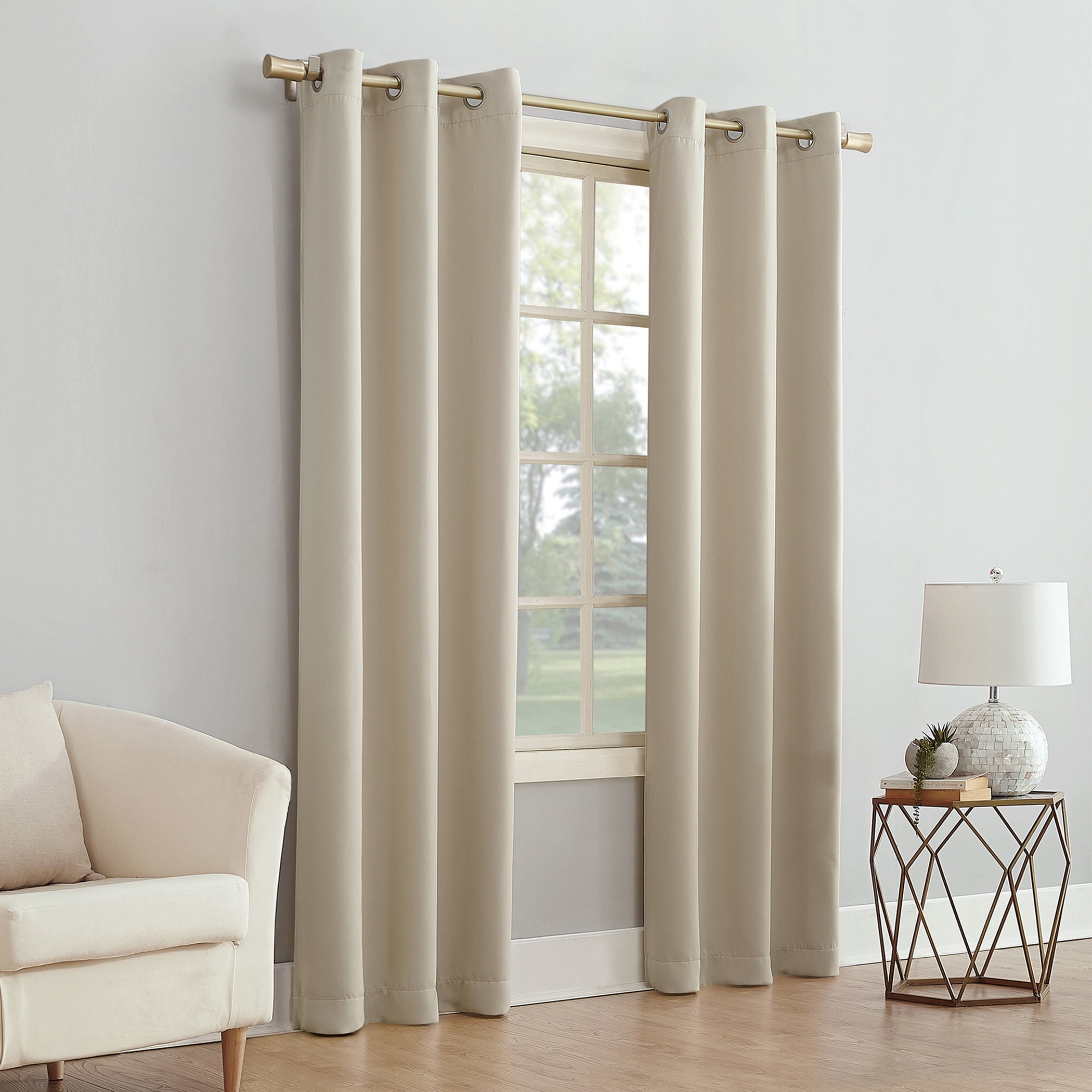 Mainstays Grommet Top Blackout Curtain Panel, 1 Panel, Beige, 40" W x ...