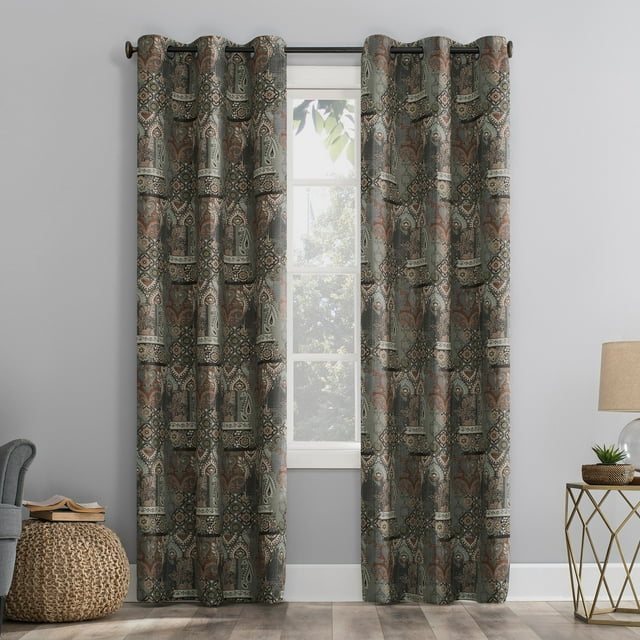 Mainstays Grommet Blackout Single Curtain Panel, Brown Moxie, 40"W x 95 ...