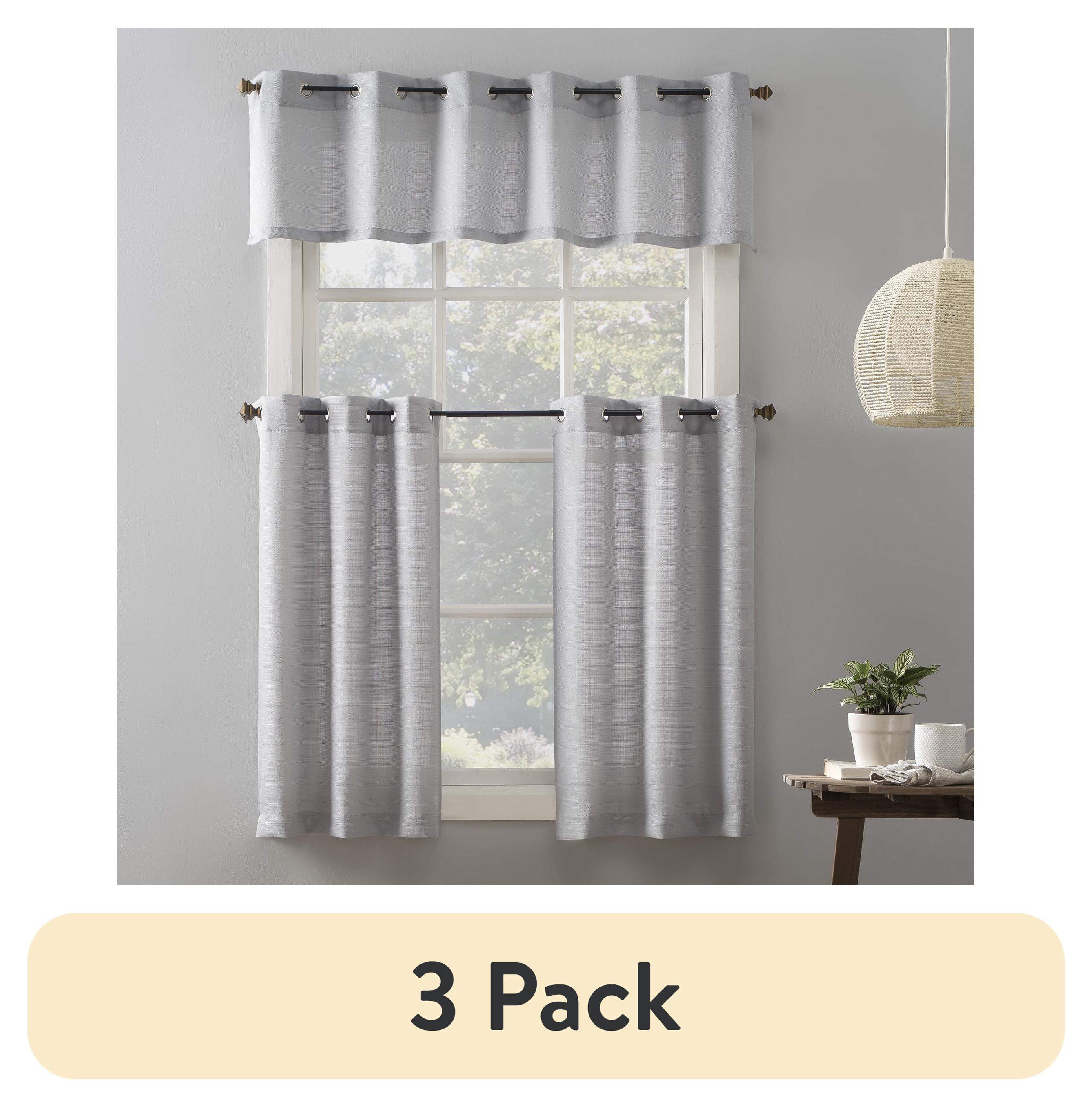 (3 pack) Mainstays Grommet Kitchen Curtain Tier and Valance Set, 3 ...