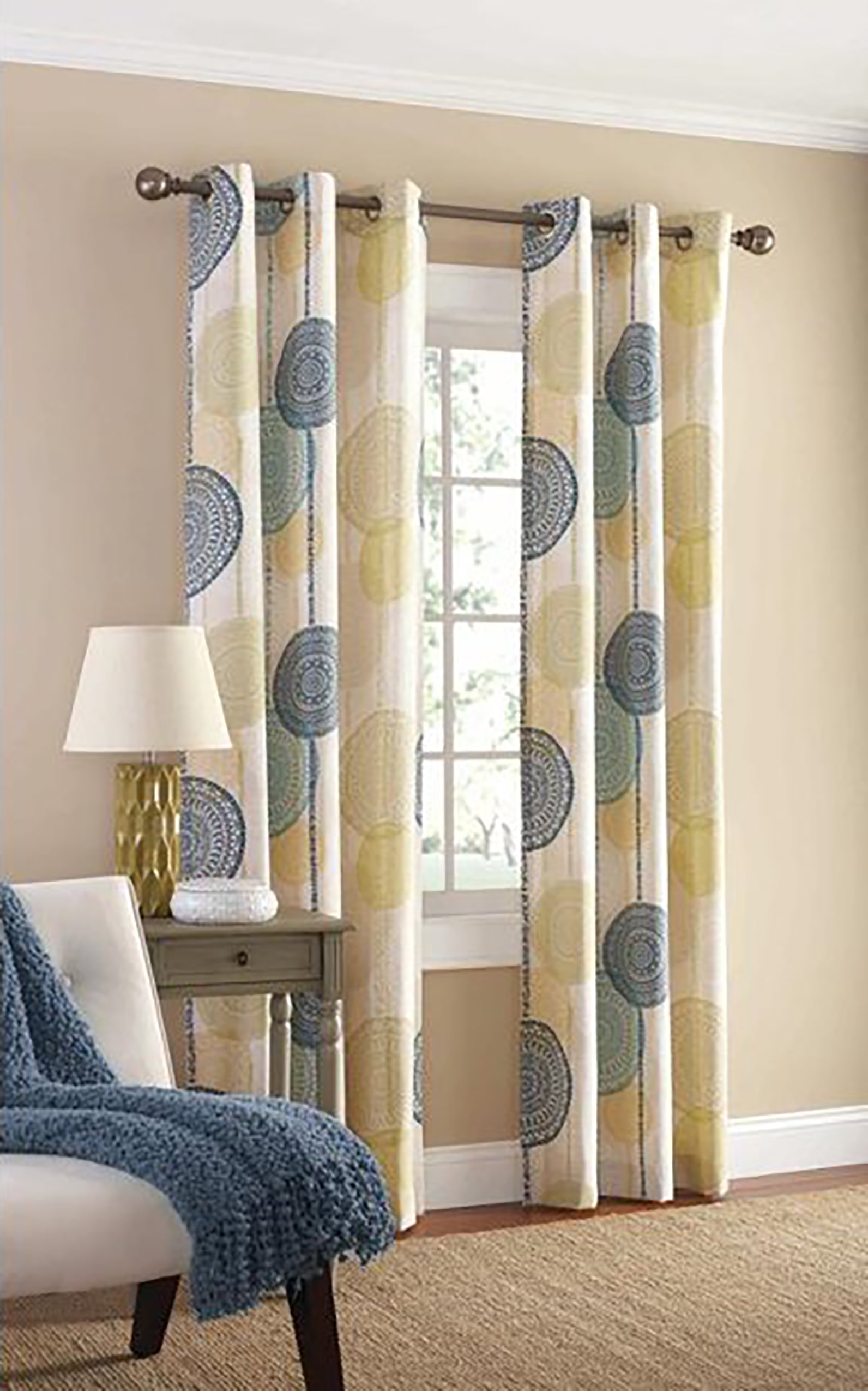 Brandclub - Mainstays Hanging Medallion Light Filtering Grommet Curtain ...