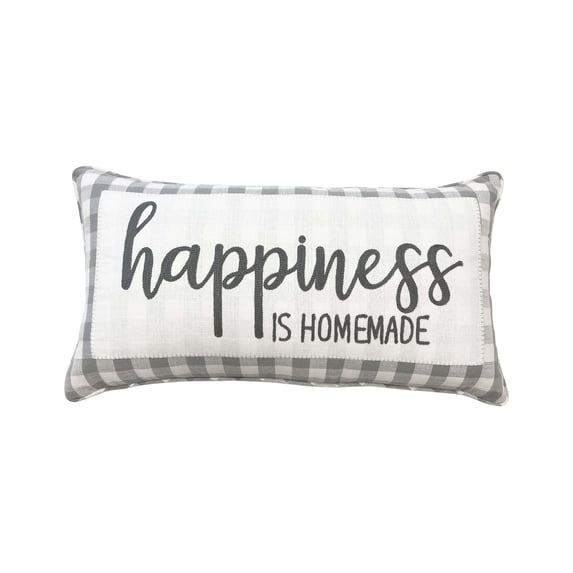 Mainstays, Happiness Decorative Pillow, Oblong, Grey, 12'' x 22'', 1 ...