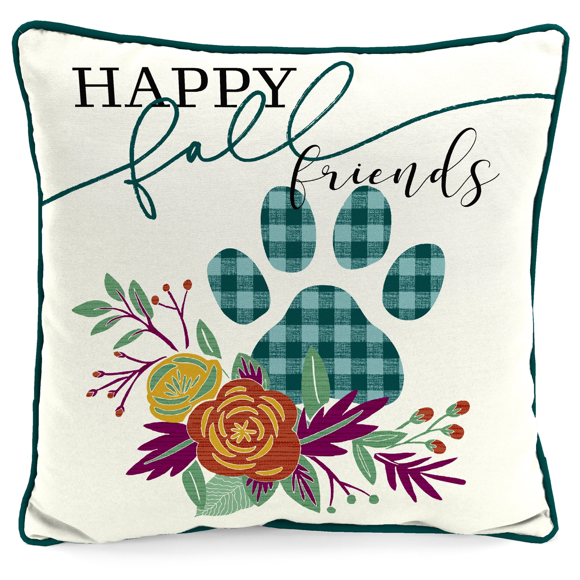 Mainstays Happy Fall Pawprint Reversible Outdoor Pillow - Walmart.com