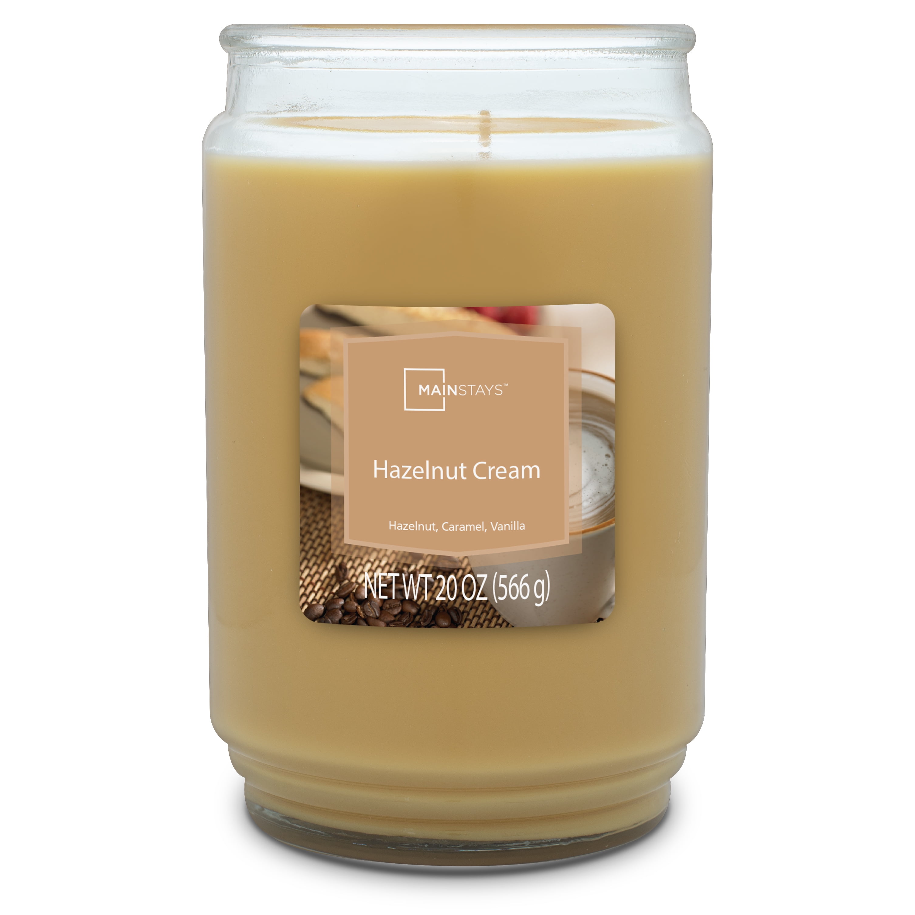 Mainstays Hazelnut Cream Scented Candle, 20 oz, Single Wick, Cozy ...