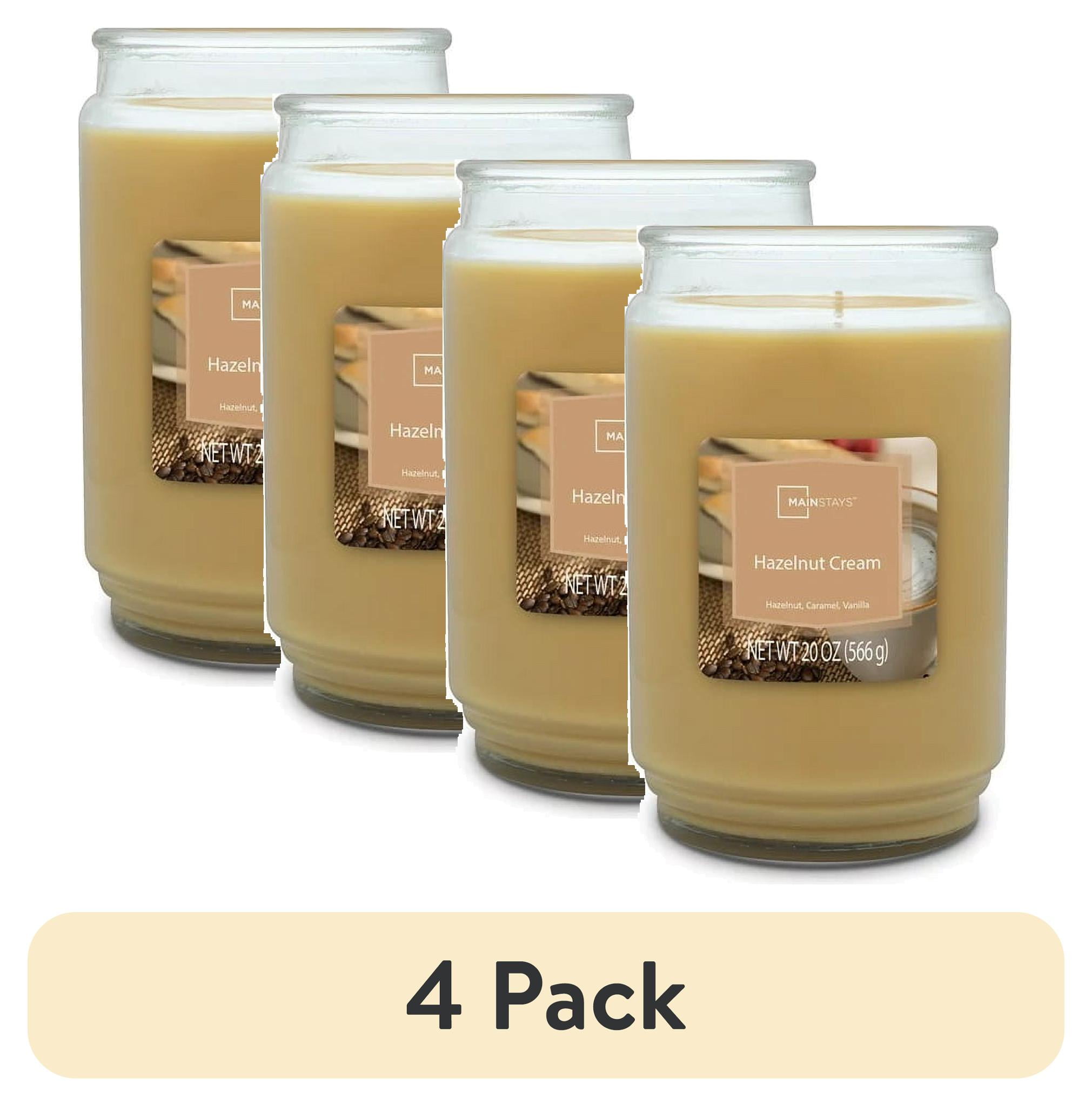 (4 pack) Mainstays Hazelnut Cream Single-Wick Glass Jar Candle, 20 oz ...