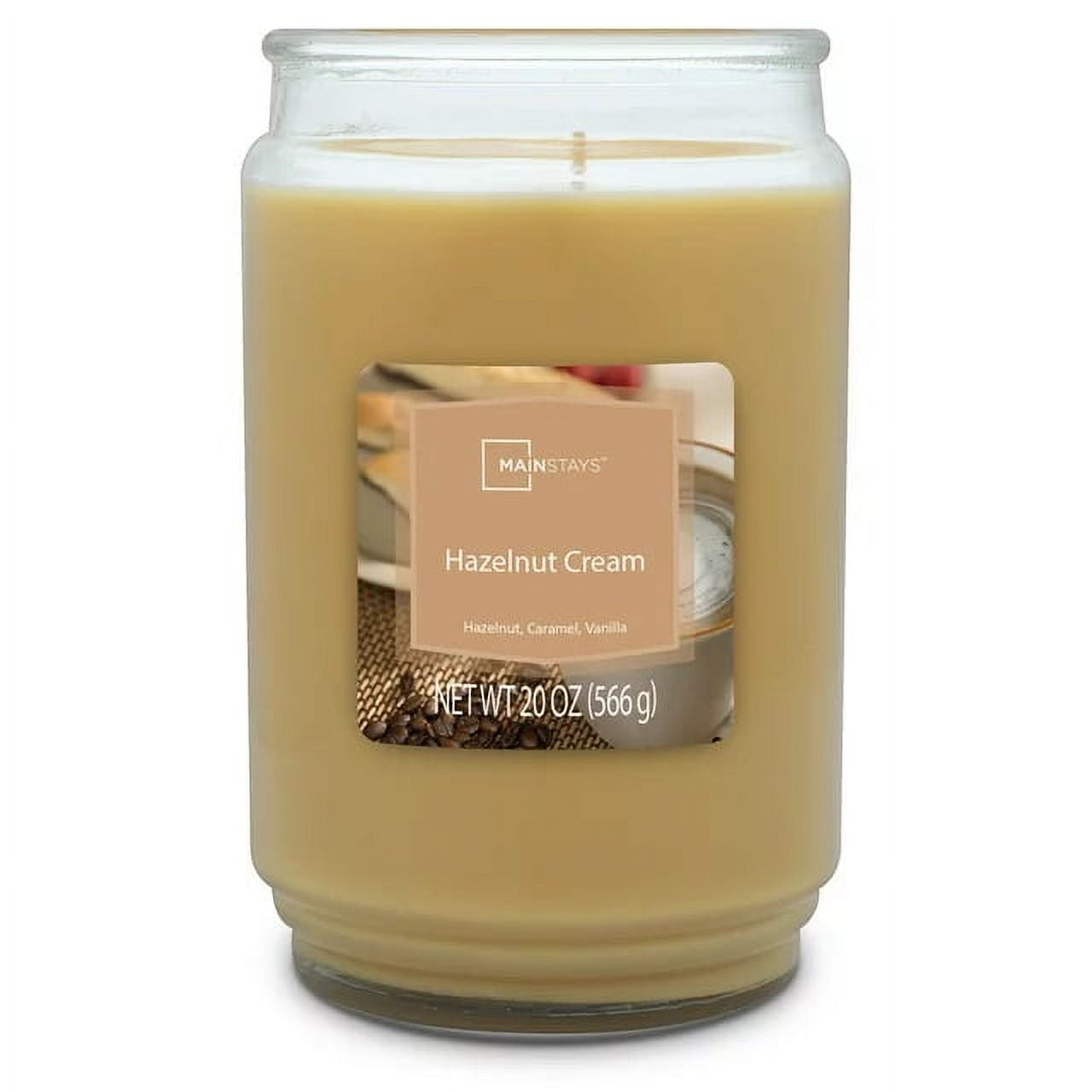Mainstays Hazelnut Cream Scented Candle 20oz Glass Jar with Single Wick ...