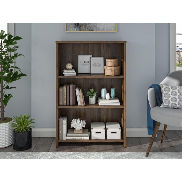 Mainstays Heritage 3 Shelf Bookcase, Walnut - Walmart.com