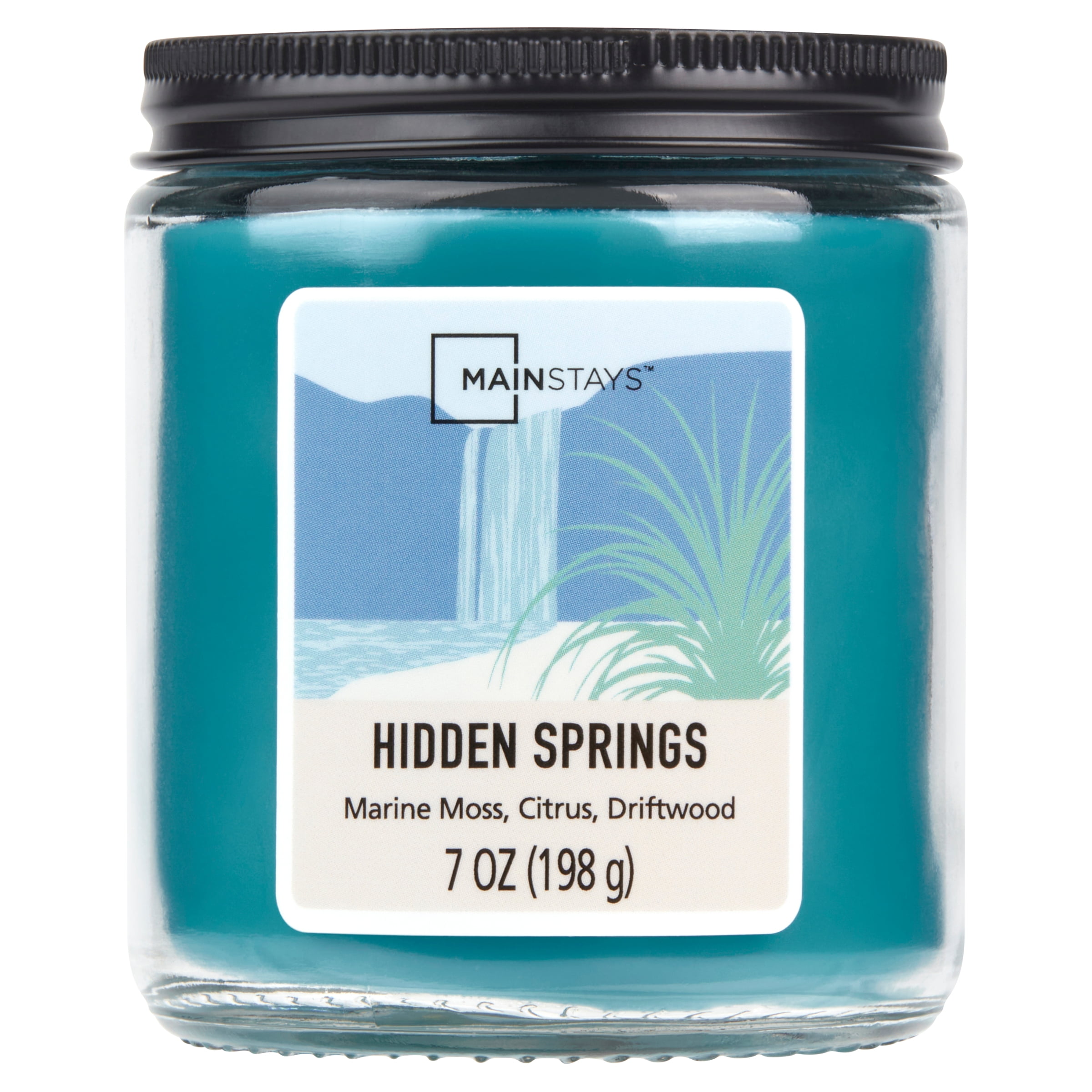 Mainstays 7oz Hidden Springs Scented Single-Wick Glass Jar Candle with ...