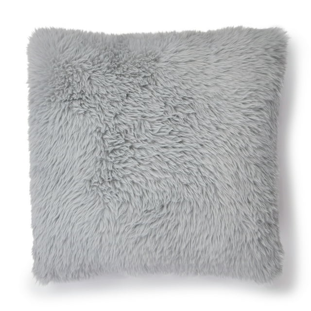 Mainstays High Pile Faux Rabbit Fur Decorative Pillow, 17" x 17 ...